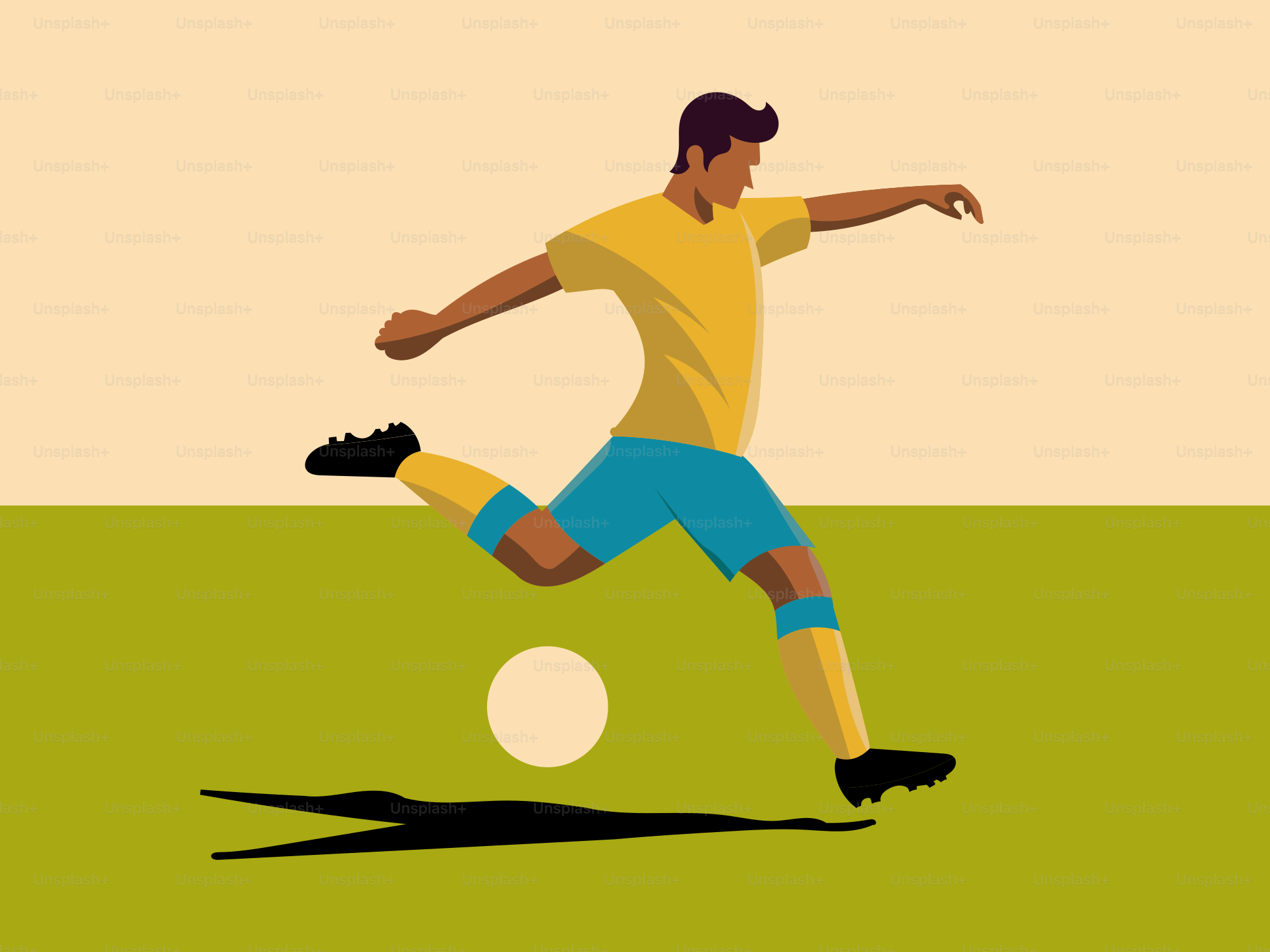A man kicking a soccer ball across a field vector – Kicking ball Image ...