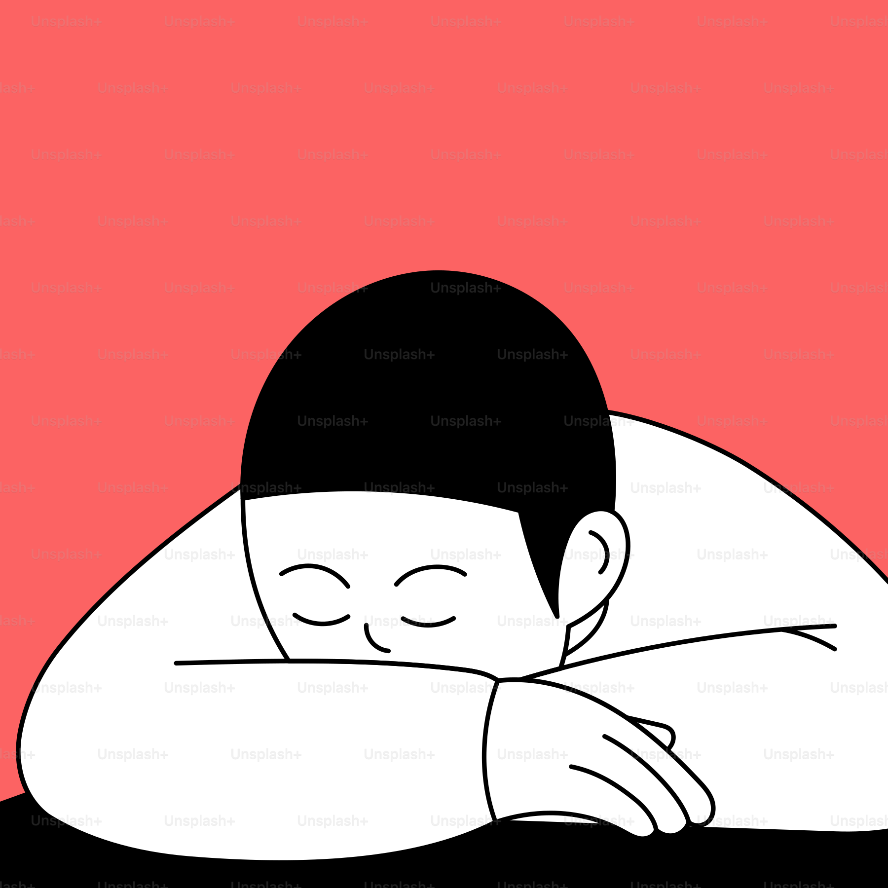 Un dibujo de una persona acostada en una cama vector – Imagen de ...