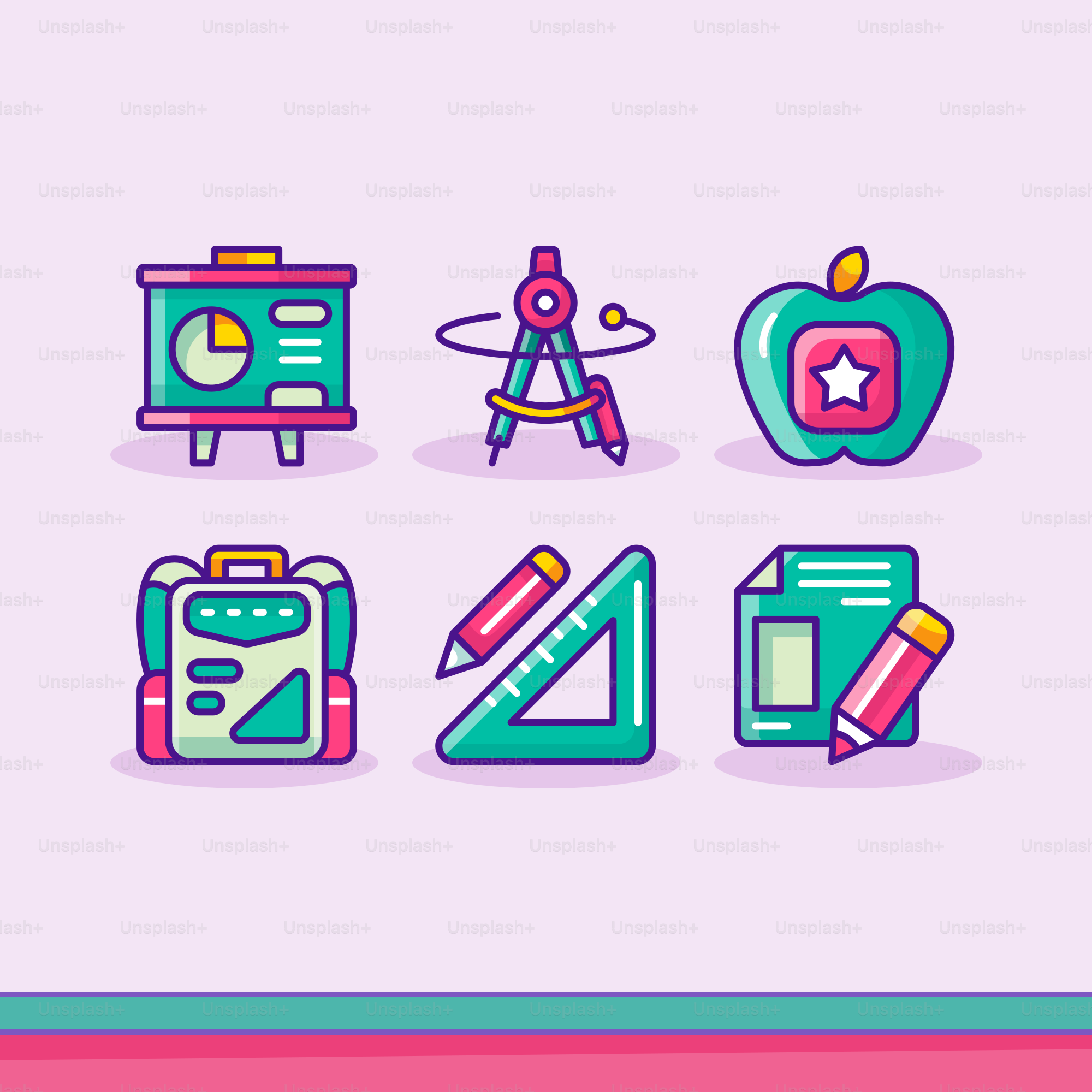 A set of colorful school related icons vector – Back to school Image on ...