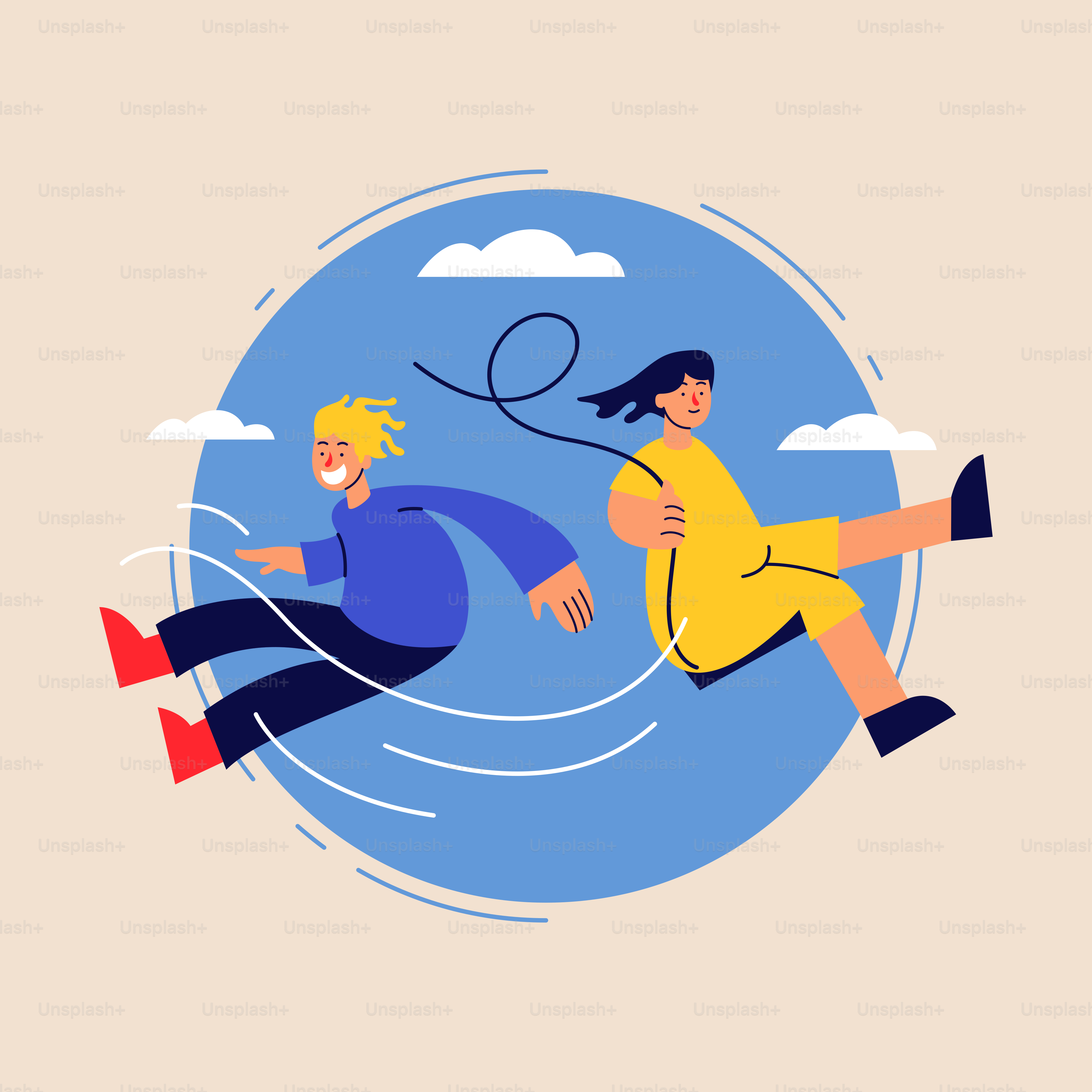 Un par de personas que están volando por el aire vector – Imagen de ...