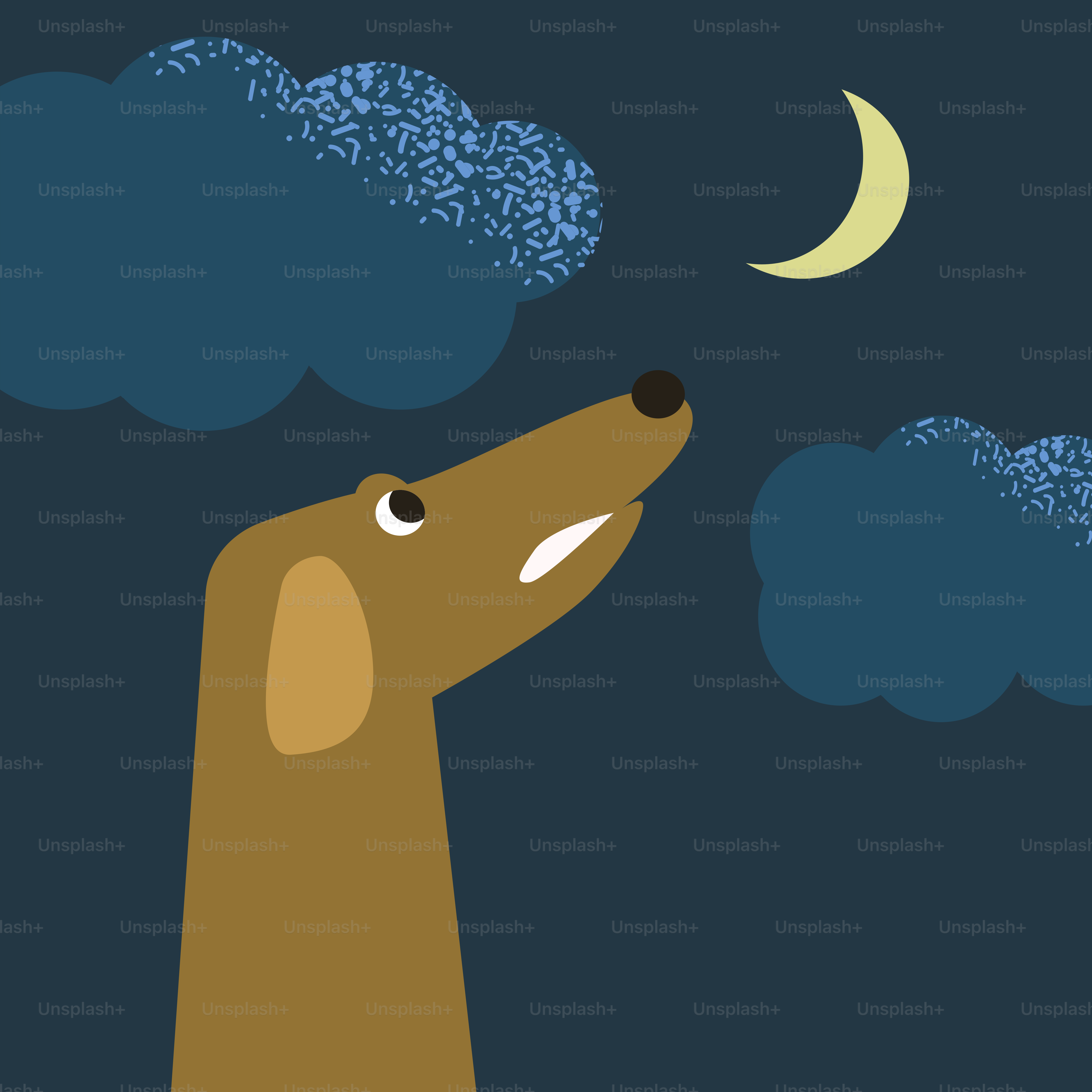 Un perro mirando la luna en el cielo vector – Imagen de Papel tapiz en ...