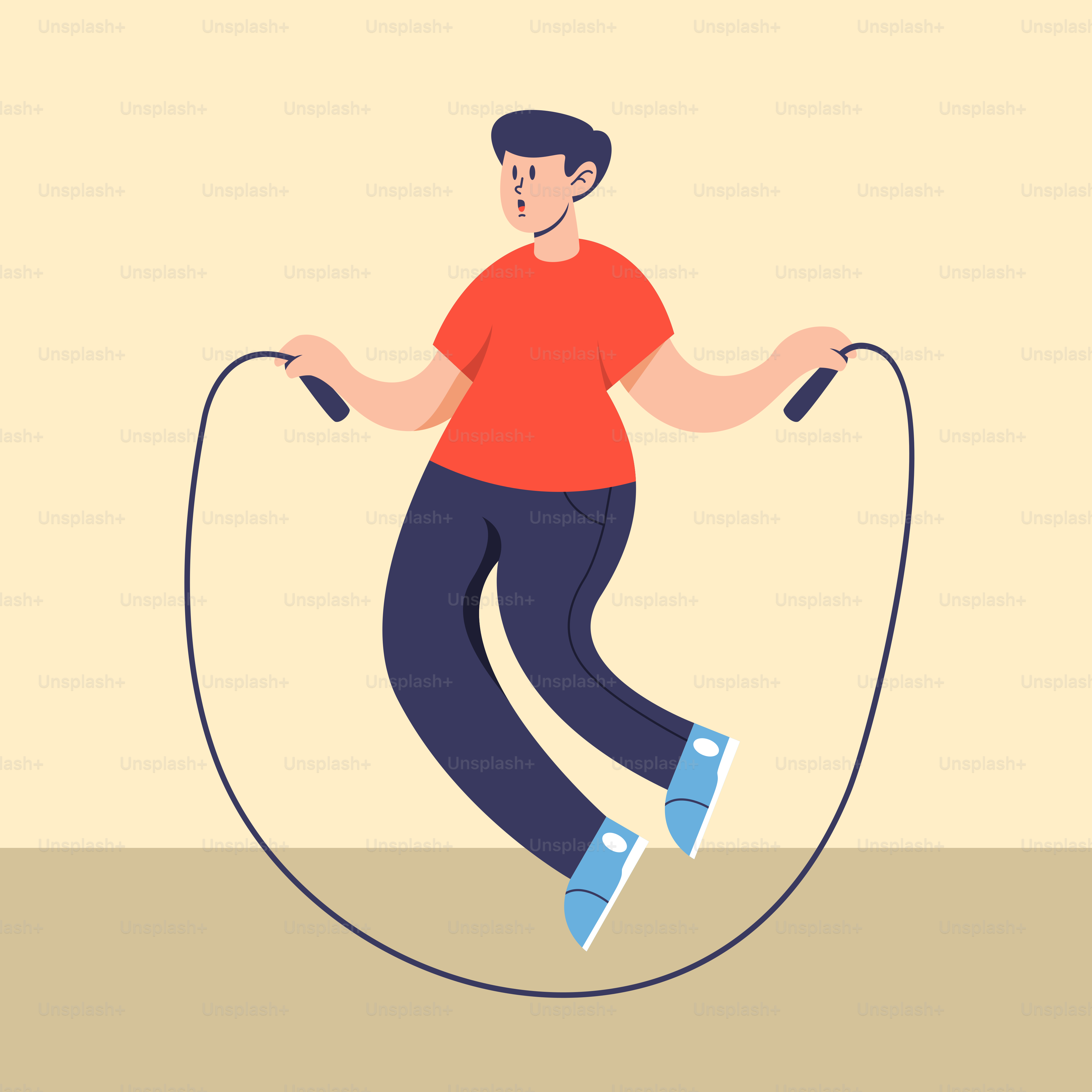 Un uomo sta saltando con una corda per saltare vettoriale – Immagine di ...