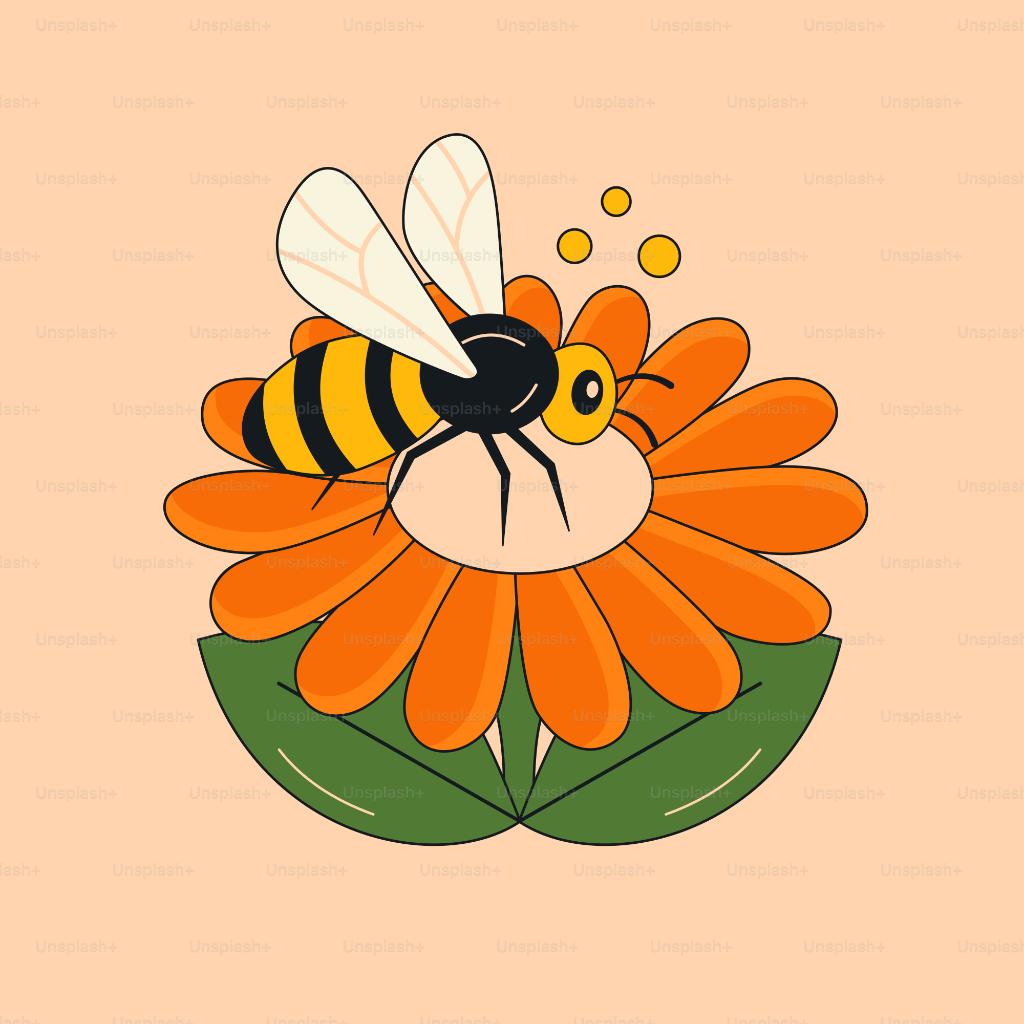 Una abeja sentada encima de una flor vector – Imagen de Vector en Unsplash