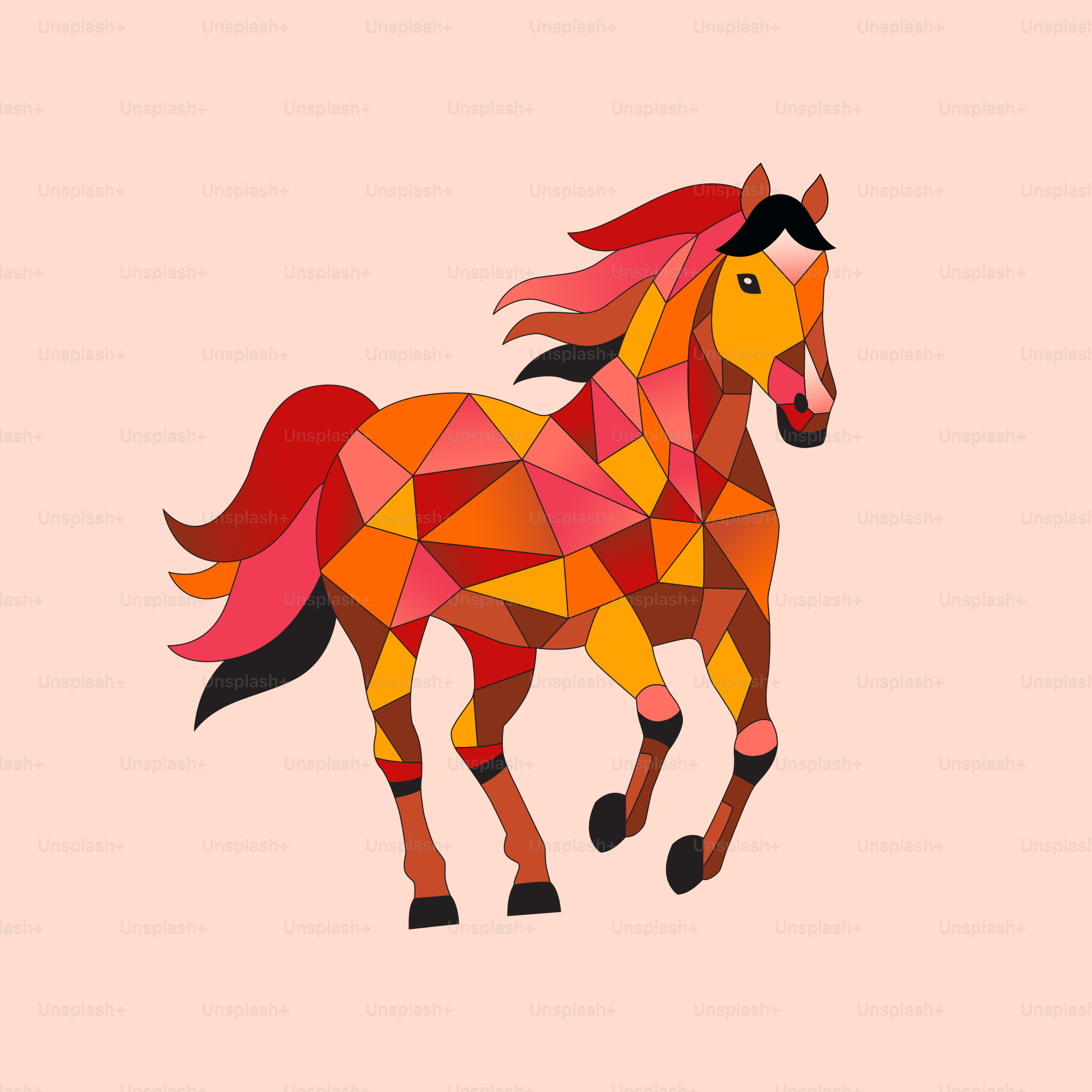 A horse made out of triangles on a pink background vector – Wallpaper ...