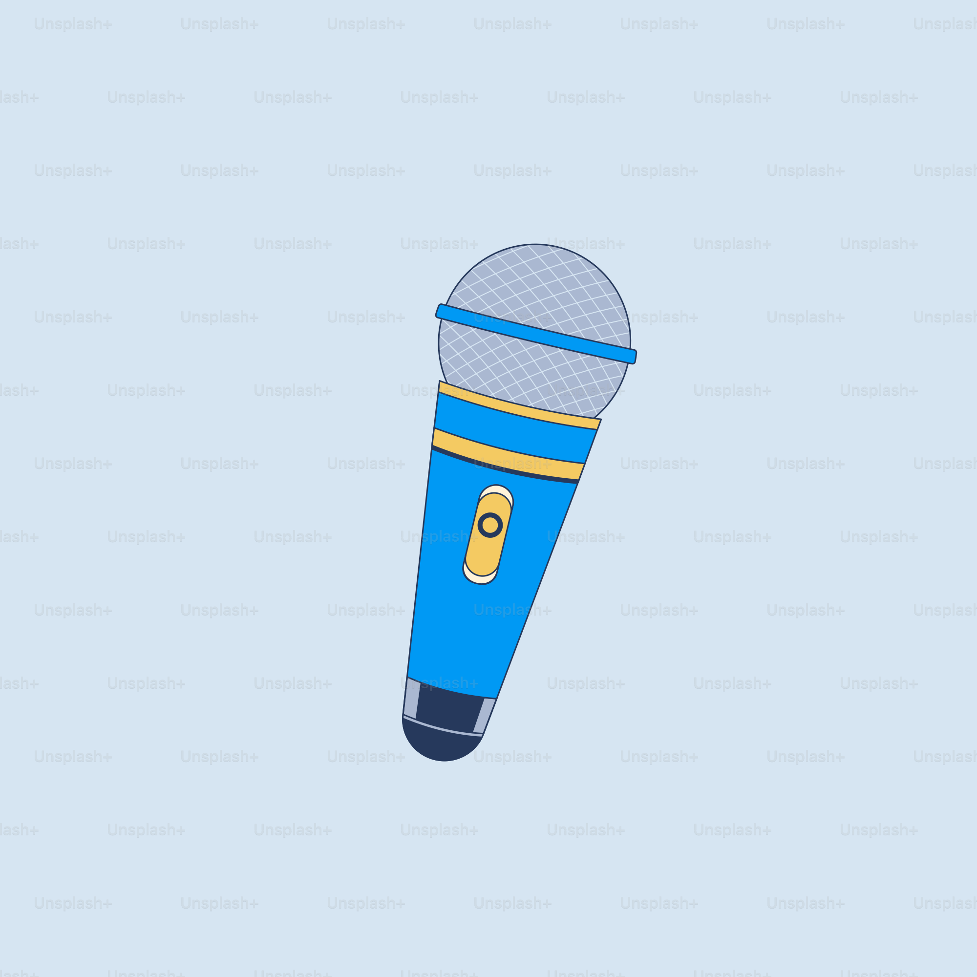 A blue and yellow microphone on a blue background vector – Wallpaper ...