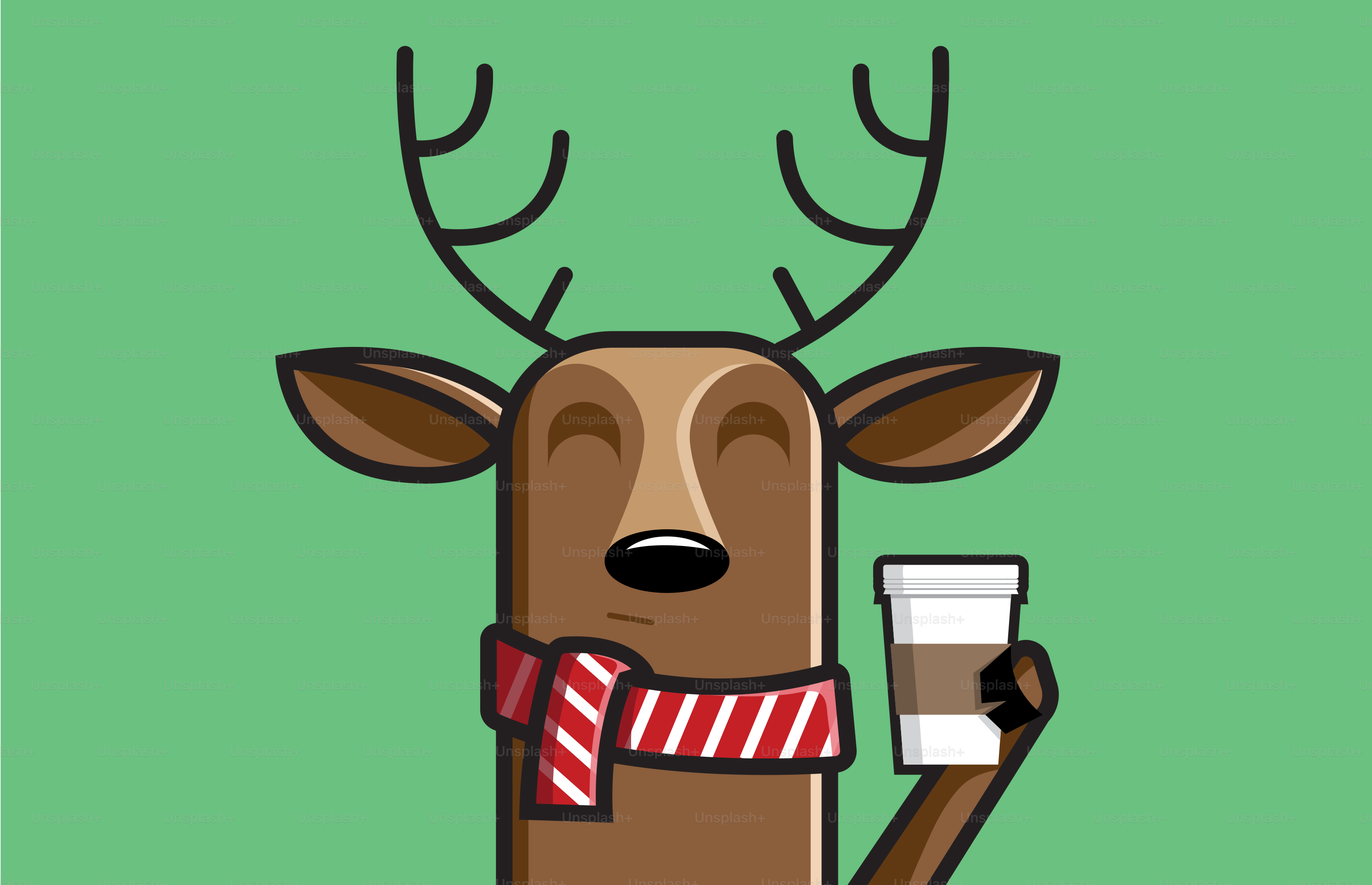 A reindeer holding a cup of coffee and a stick vector – Antlers Image ...