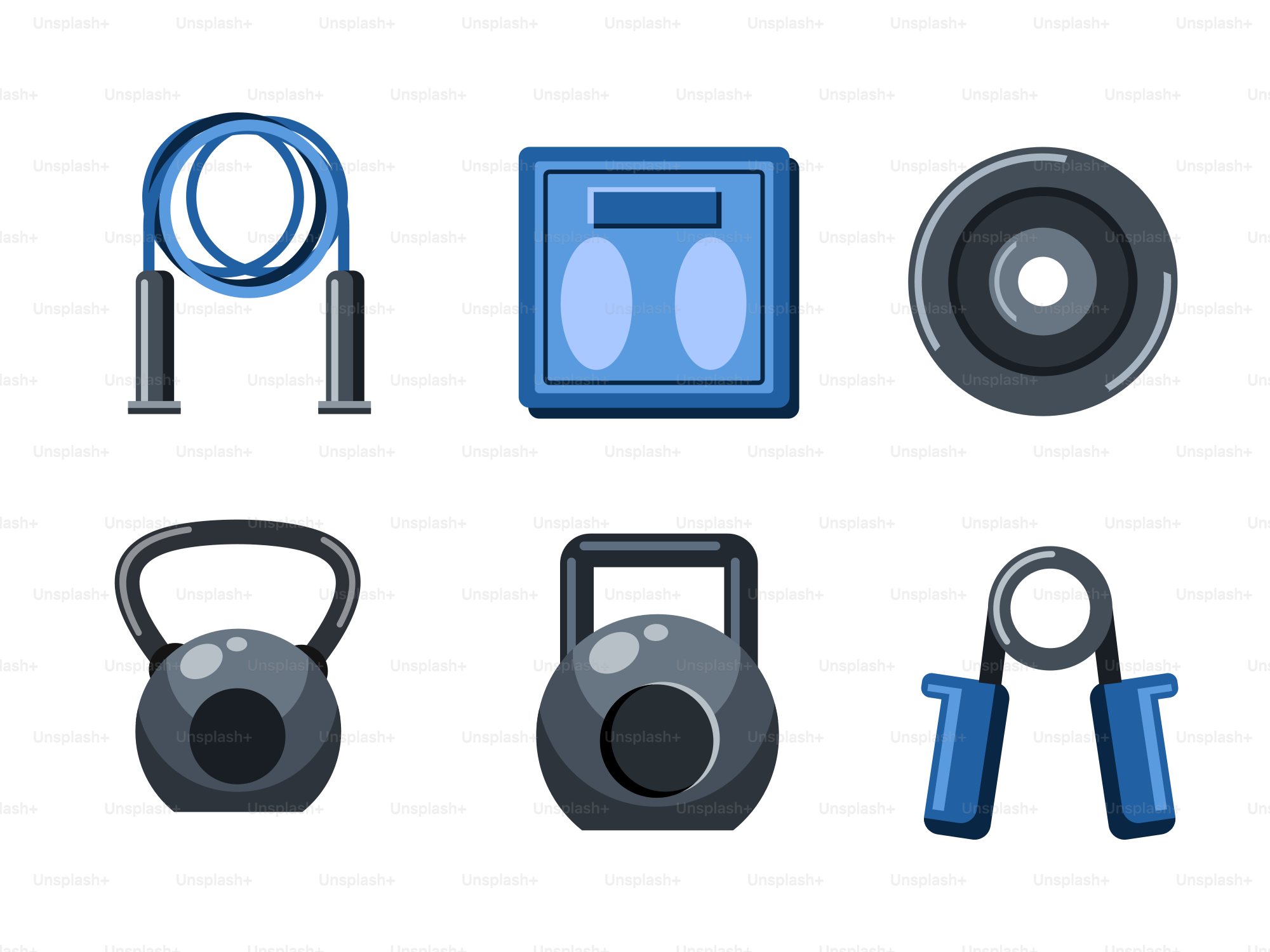 A set of different types of exercise equipment vector – Strength ...