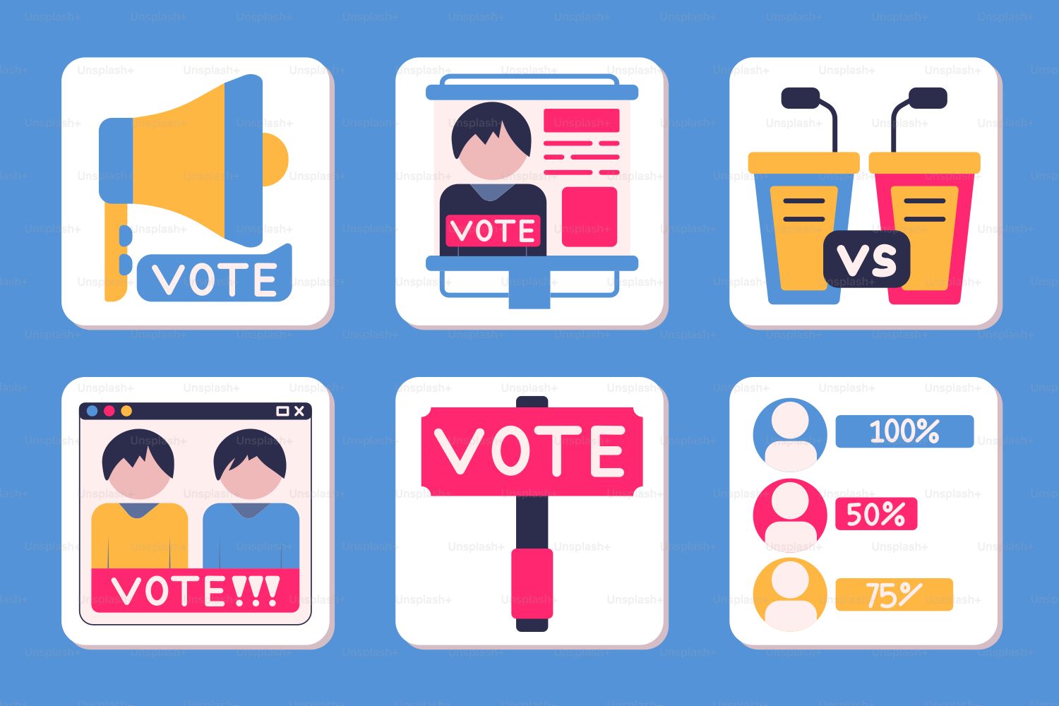 A bunch of stickers that are on a blue background vector – Debate Image ...