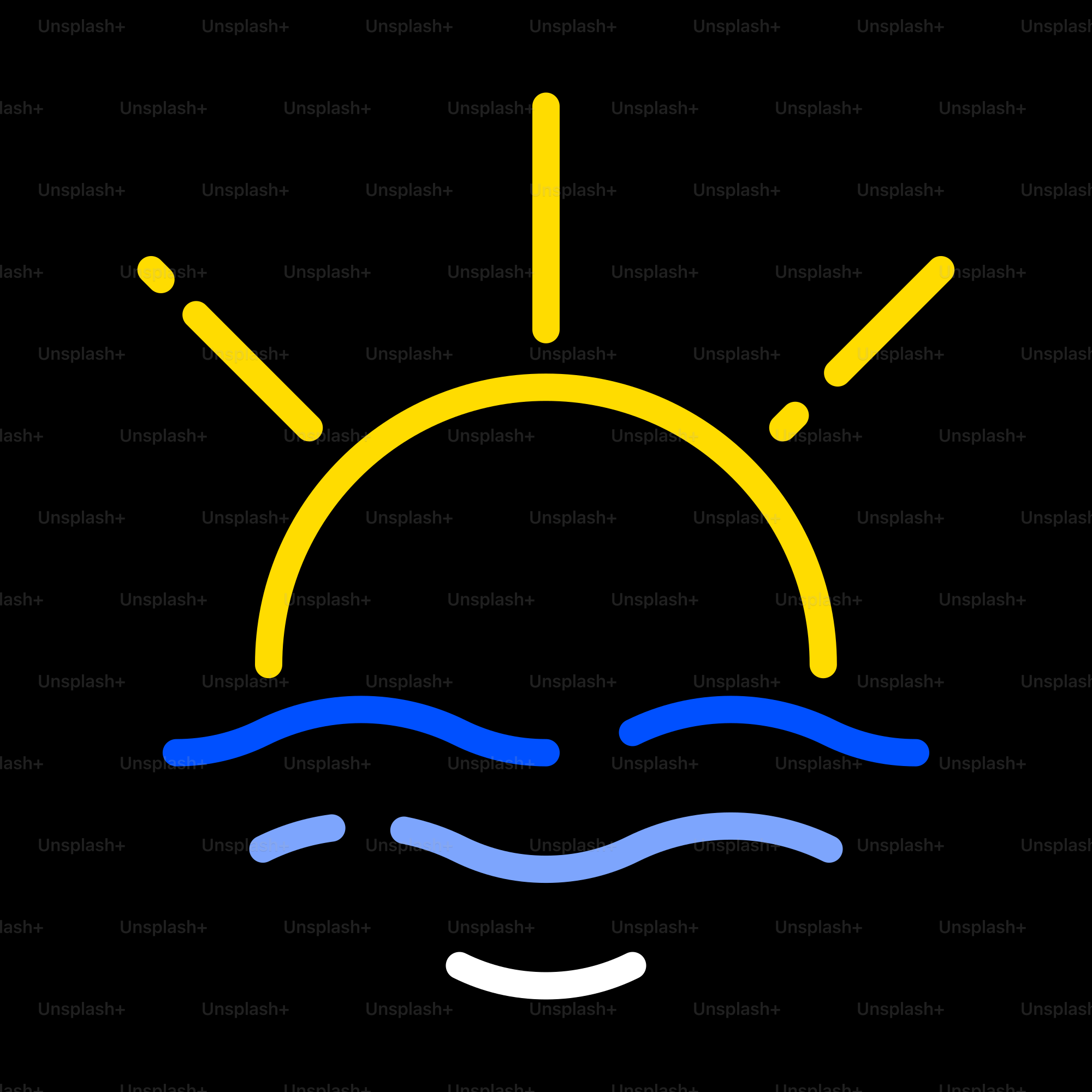 A black background with a yellow and blue sun over water vector – Neon ...