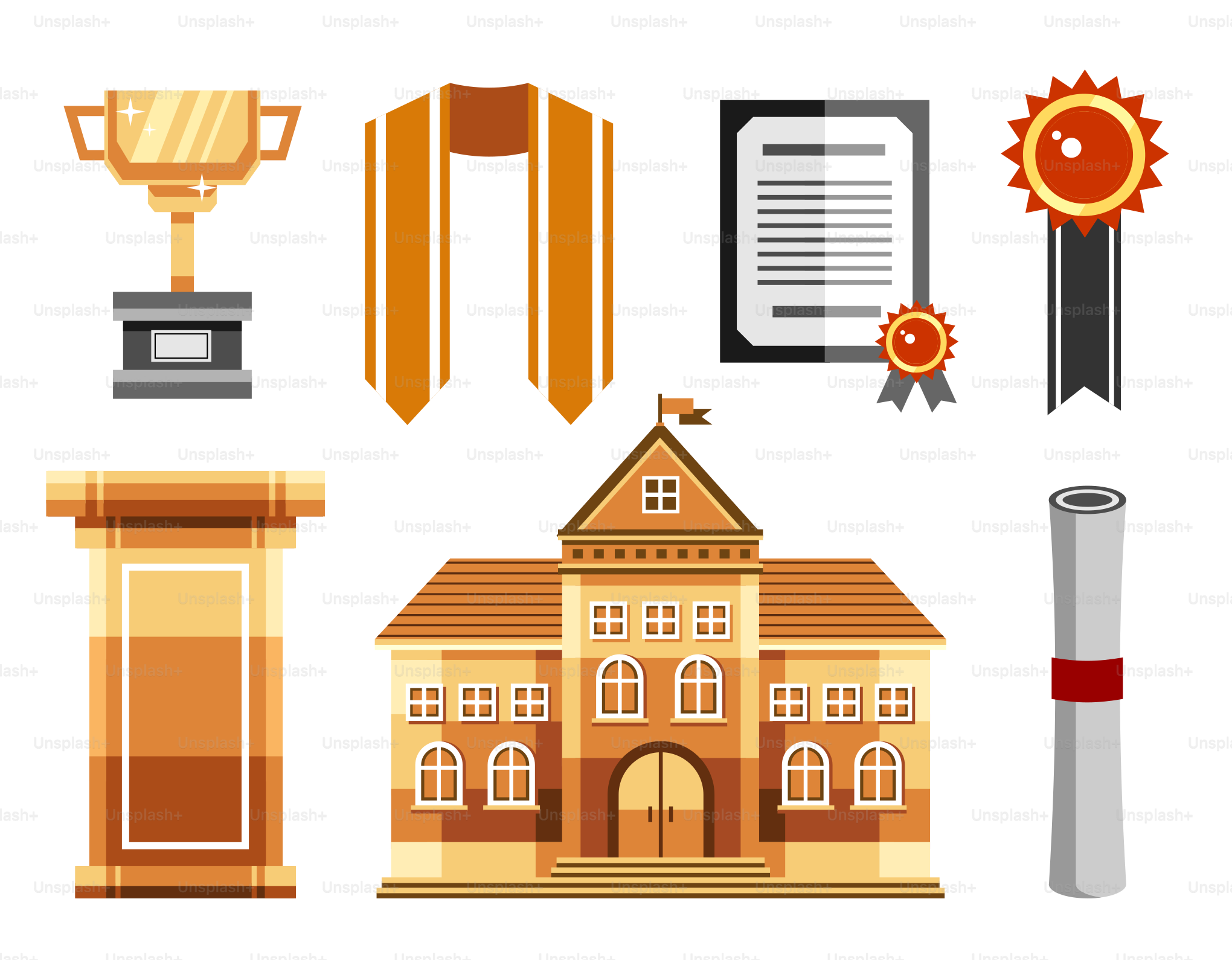 A group of different types of objects on a white background vector ...