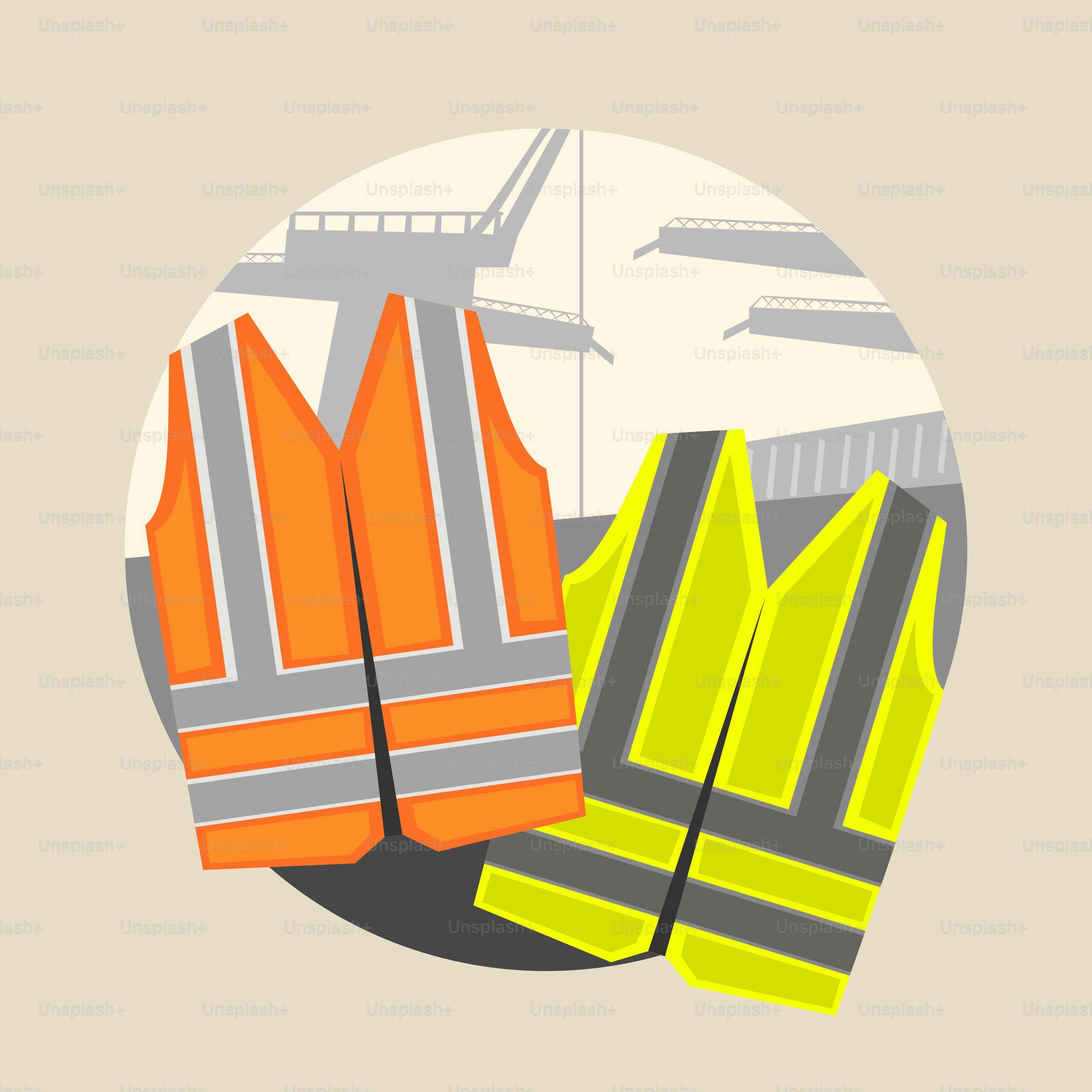 A group of safety vests sitting next to each other vector – Building ...