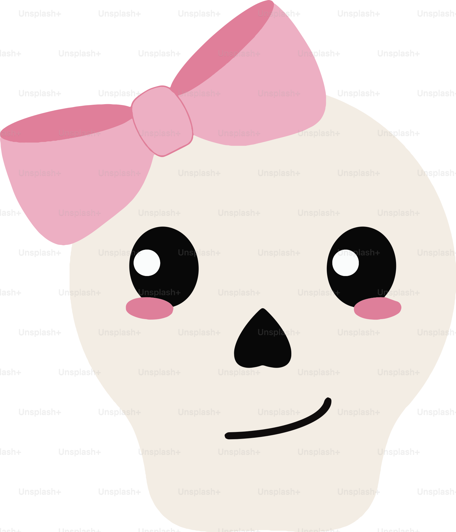 A white skull with a pink bow on its head vector – Pink bow Image on ...