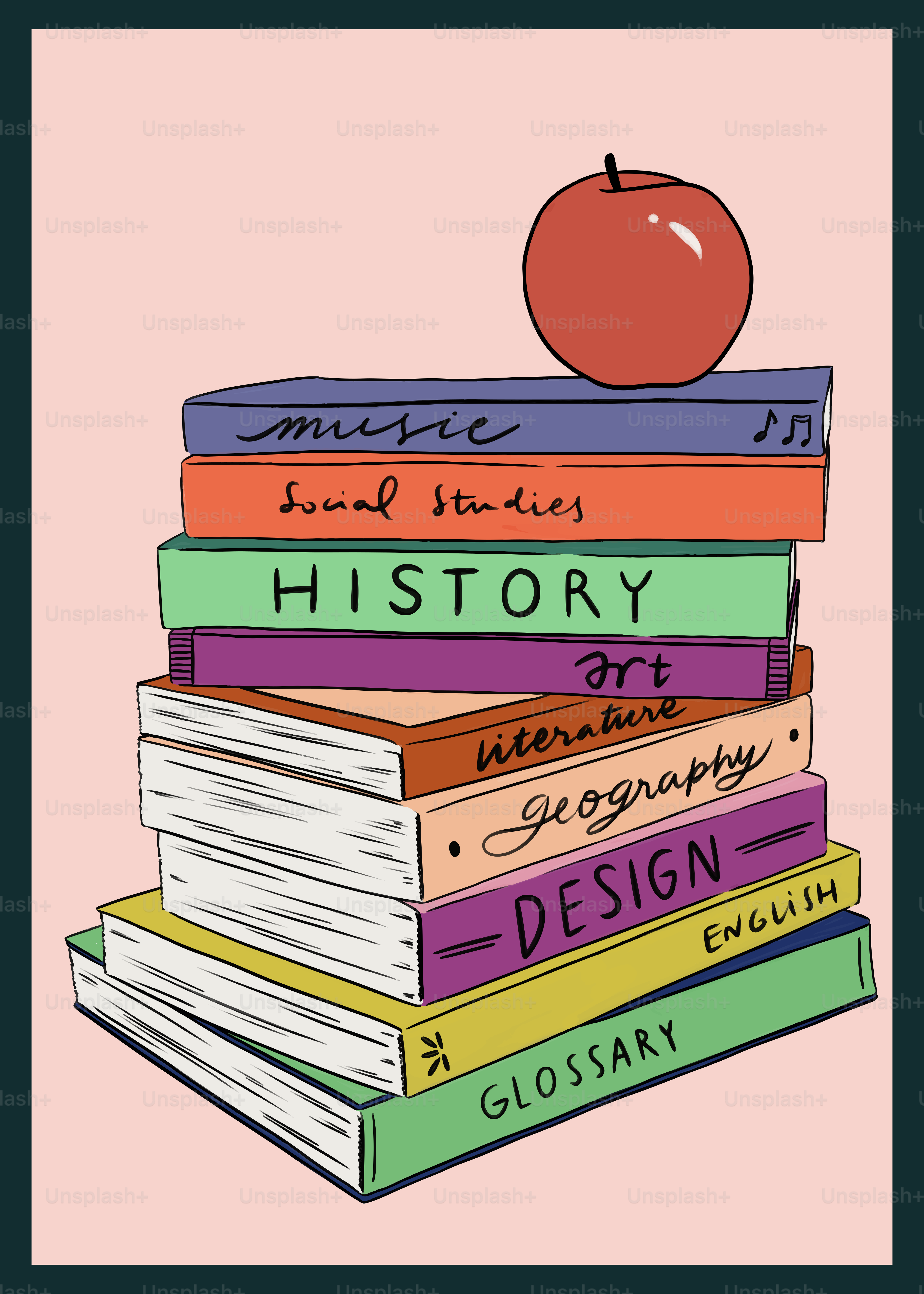A stack of books with an apple on top vector – Bookworm Image on Unsplash