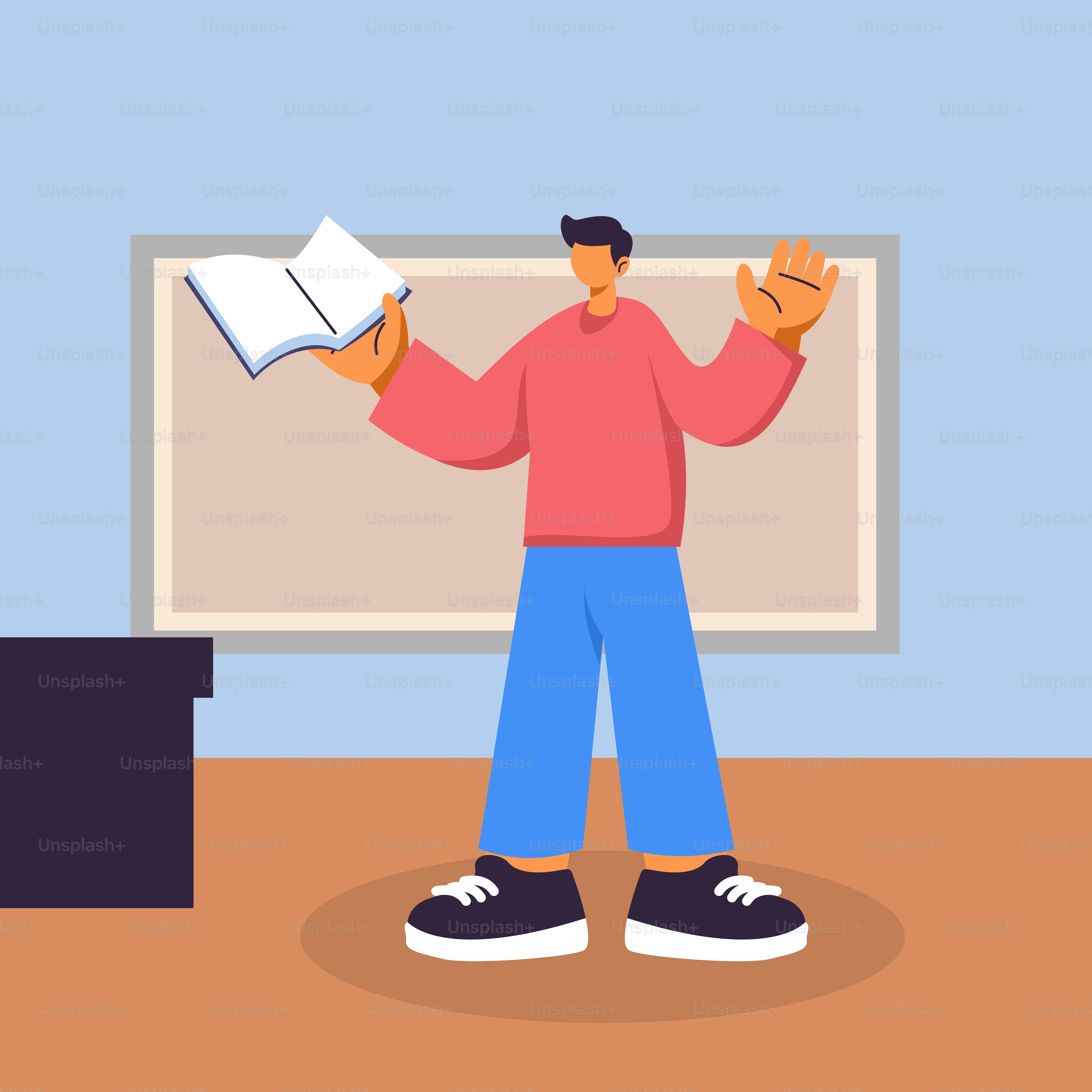 A man standing in front of a projection screen vector – Education Image ...