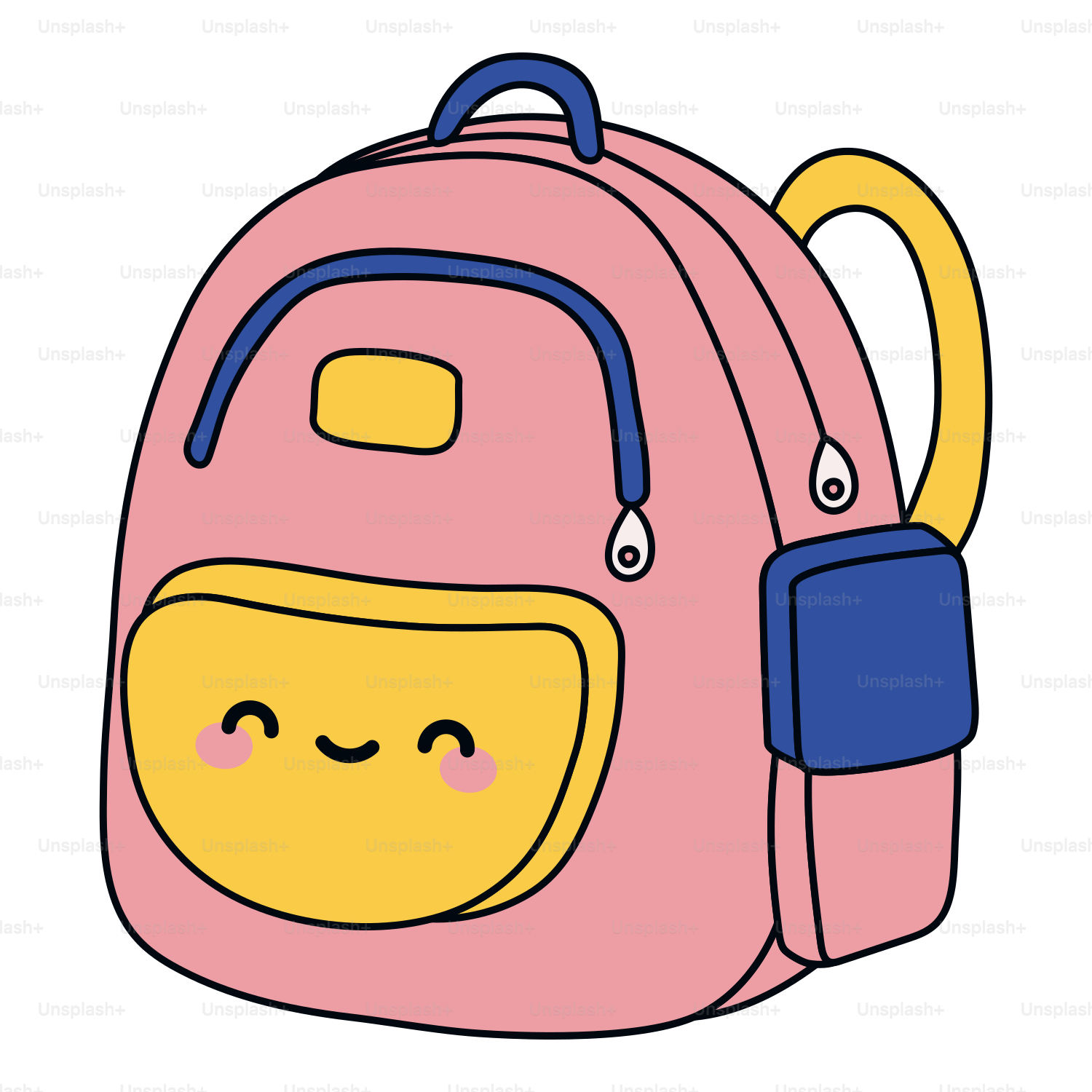 A pink backpack with a smiley face drawn on it vector – Back to school ...
