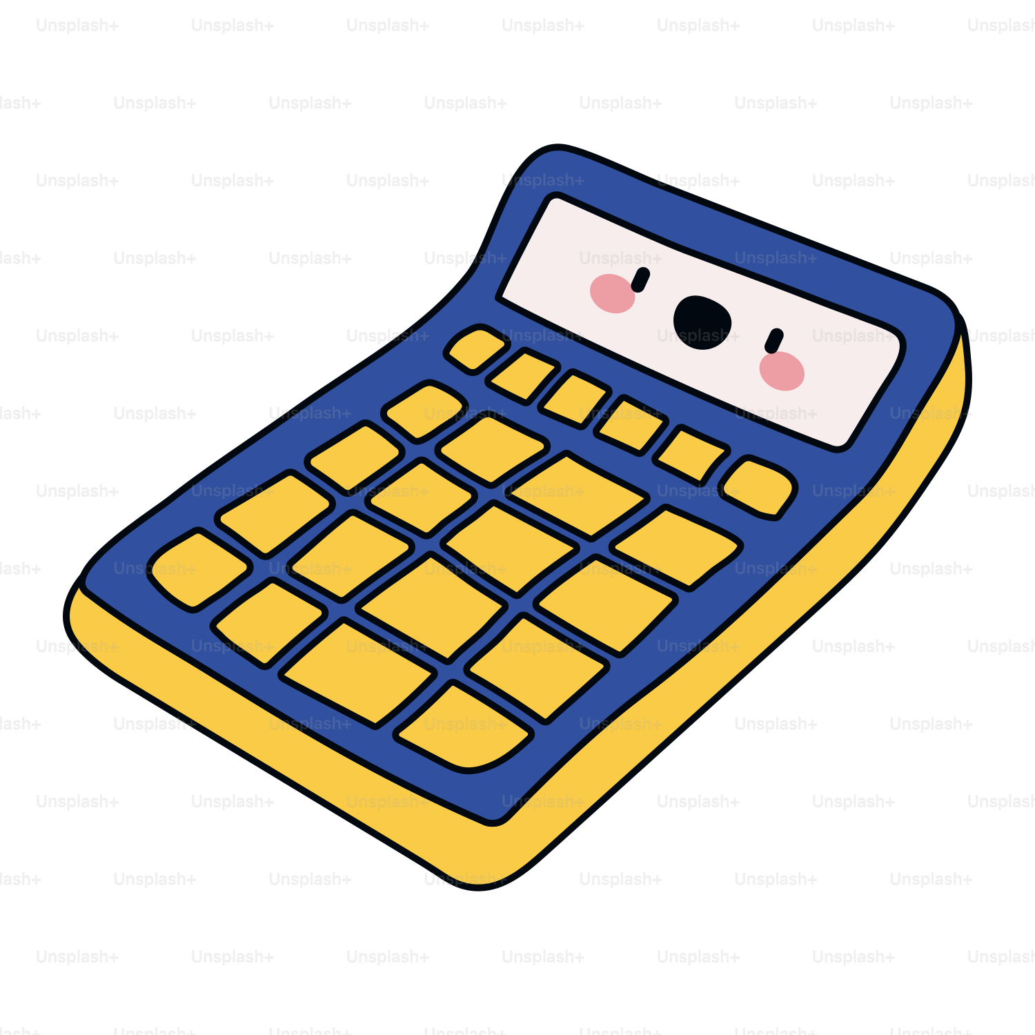 A blue and yellow calculator sitting on top of a table vector – School ...