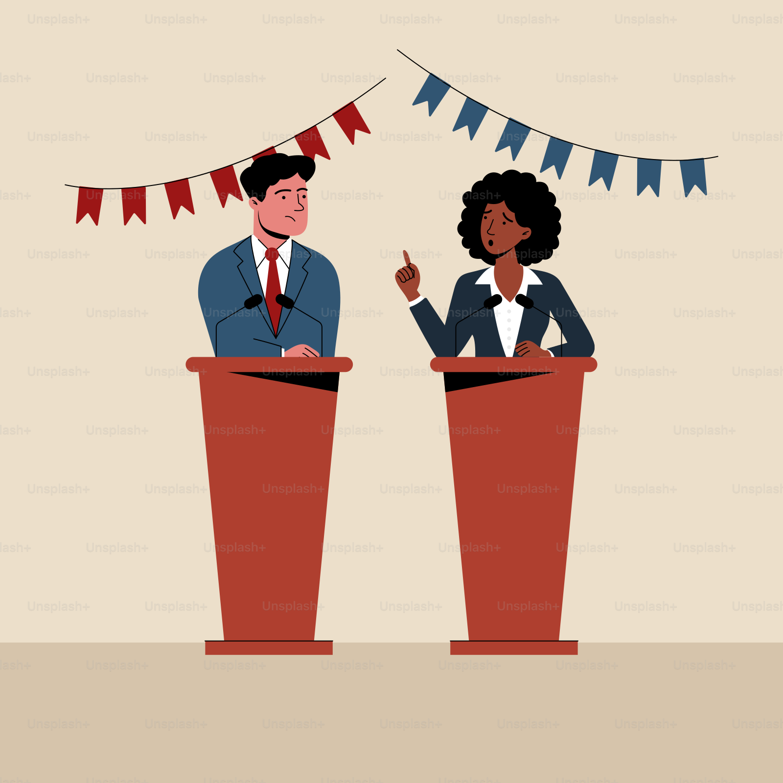 Quelques personnes qui se tiennent devant un podium vectoriel – Image ...