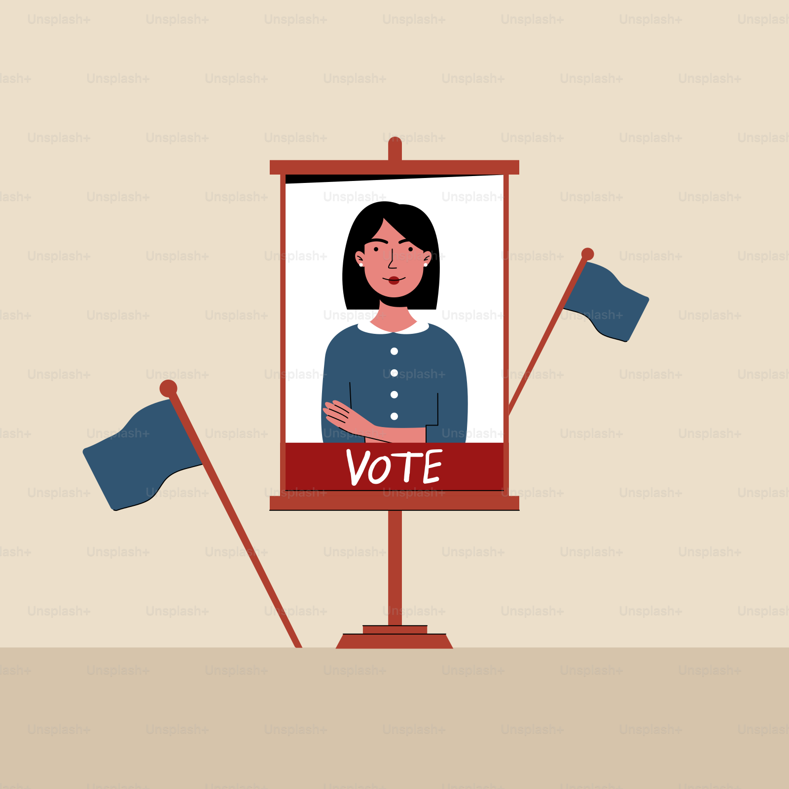 A couple of people that are standing in front of a podium vector ...