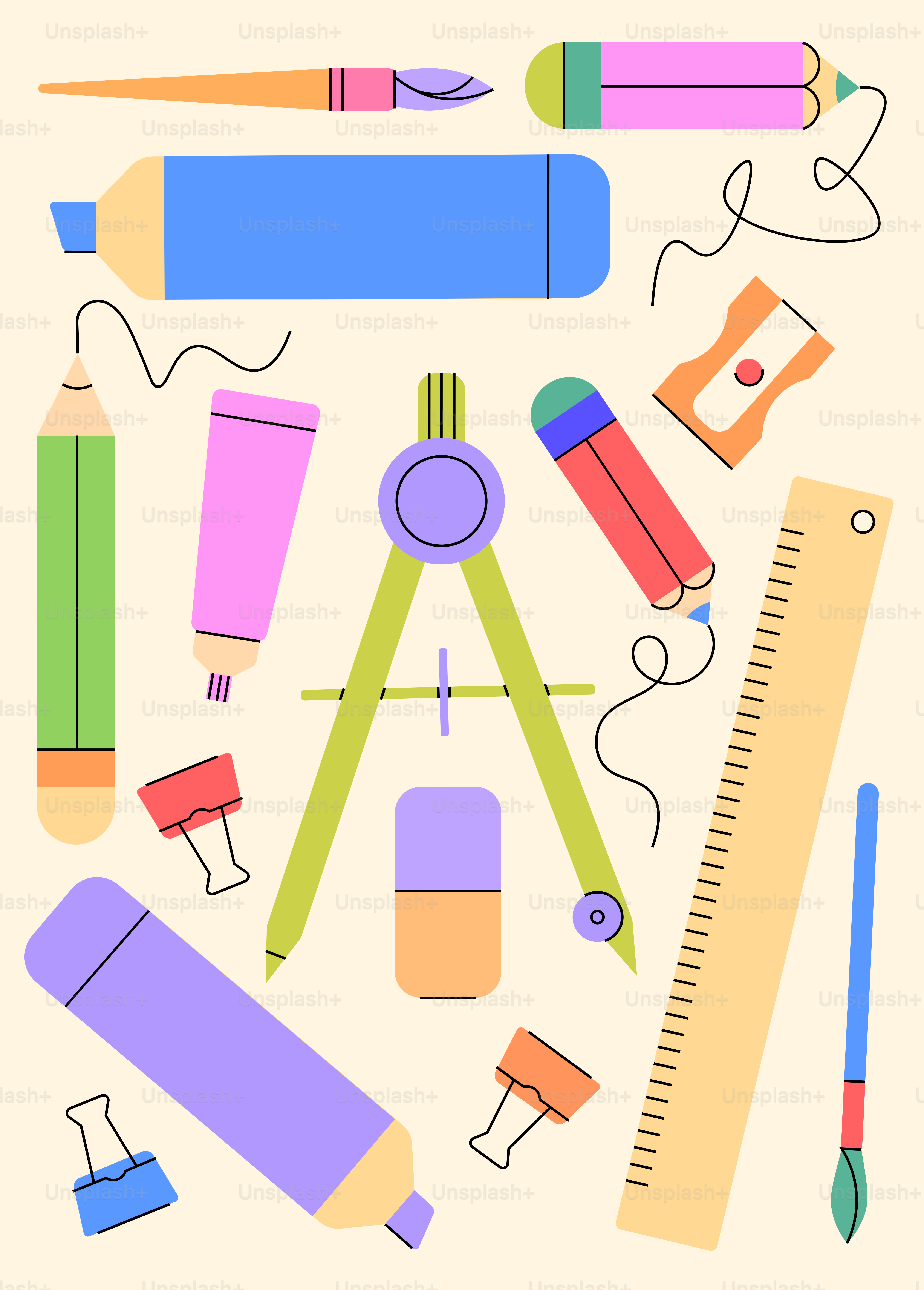 Eine Sammlung von Schulmaterialien, die im Kreis angeordnet sind Vektor ...