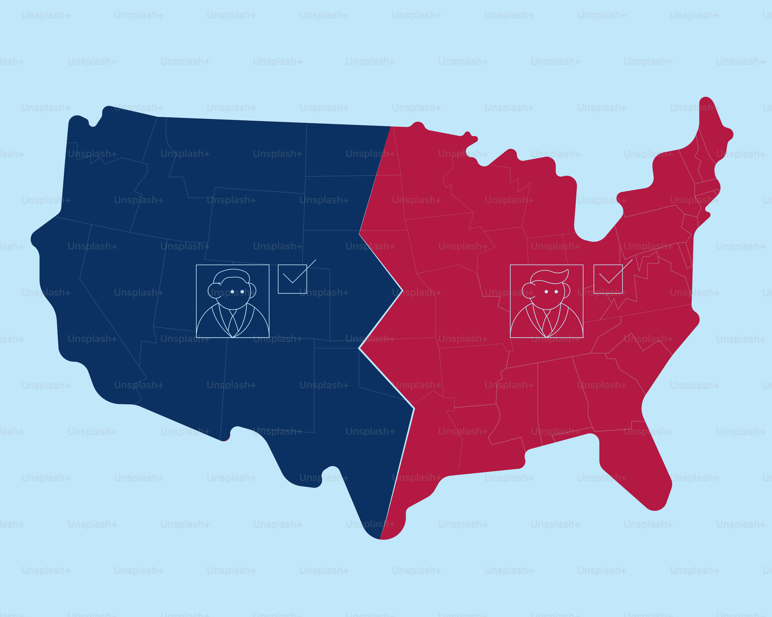 Vektor Peta Amerika Serikat dengan dua simbol politik – Gambar ...