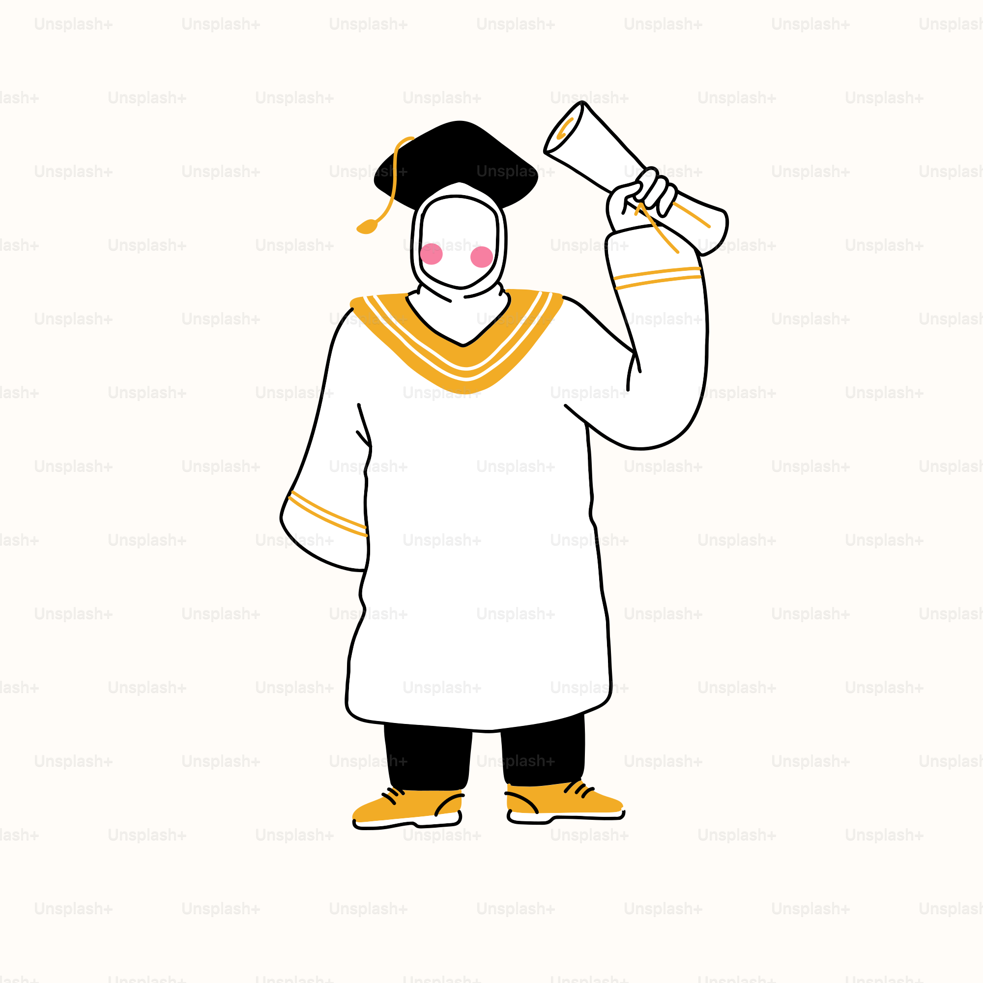 Un dibujo de una persona con una camisa blanca y botas amarillas vector ...