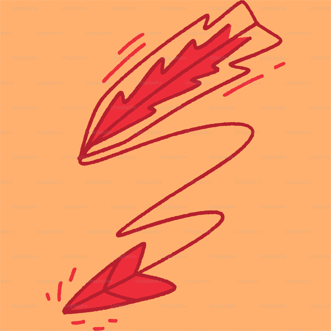 A drawing of a red arrow hitting a red object vector – Vector Image on ...