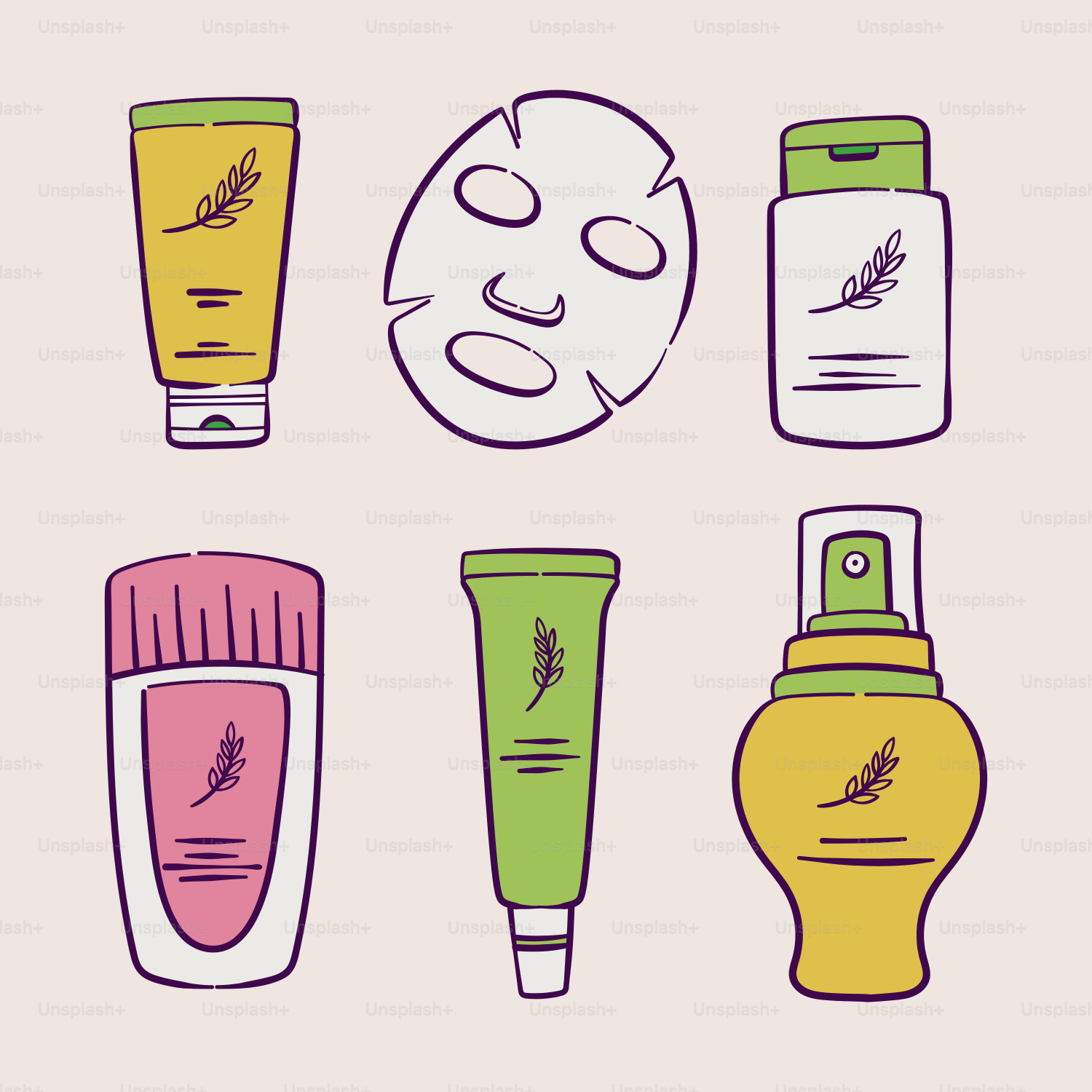 A bunch of different types of cosmetics on a white background vector ...