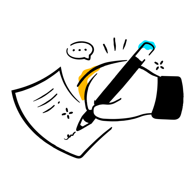 Eine Person, die mit einem Stift auf ein Blatt Papier schreibt Vektor ...