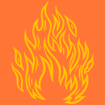 A yellow and orange fire symbol on an orange background vector – Fire ...