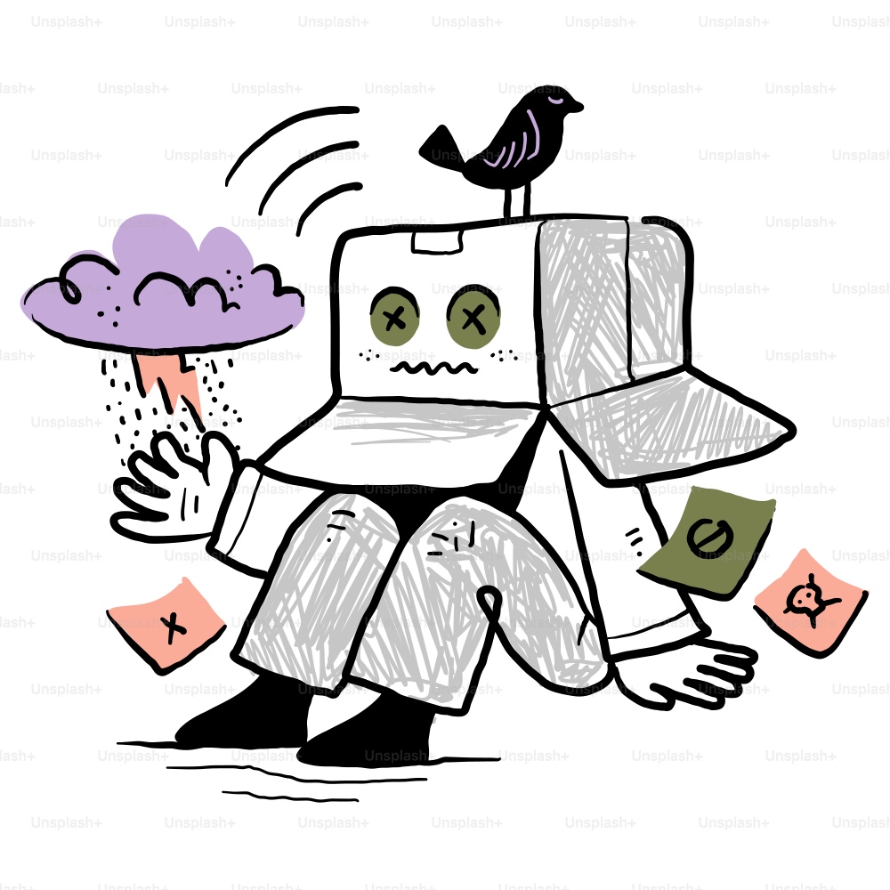 Vektor Gambar robot dengan burung di atasnya – Gambar Rakyat di Unsplash