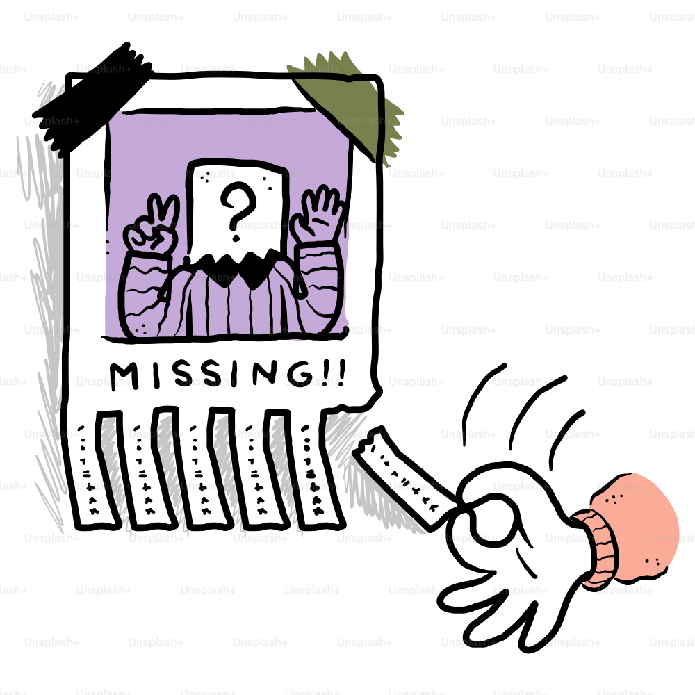 A cartoon of a person holding a knife in front of a missing sign vector ...