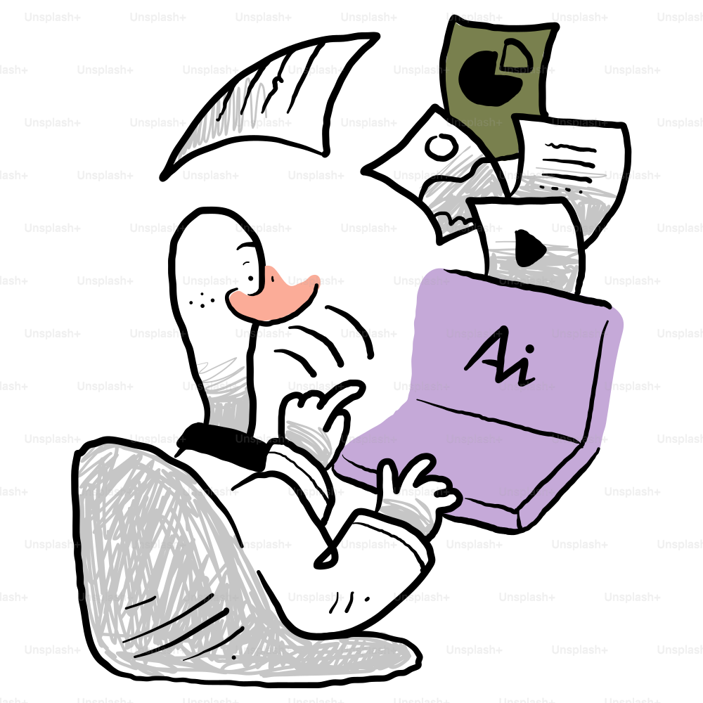 Vektor Gambar bebek memegang keyboard komputer – Gambar Teknologi di ...