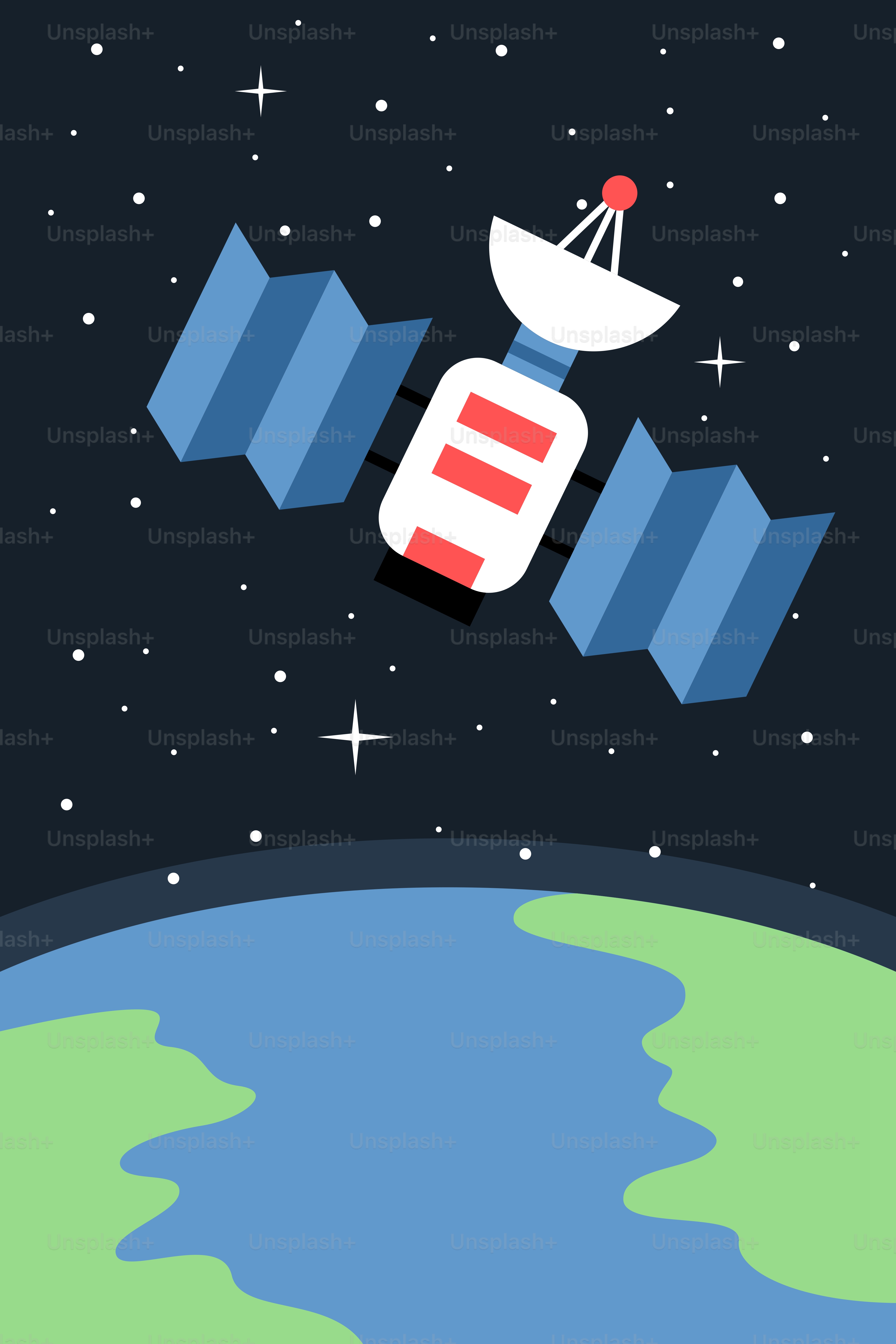 An illustration of a satellite flying over the earth vector – Astronaut ...