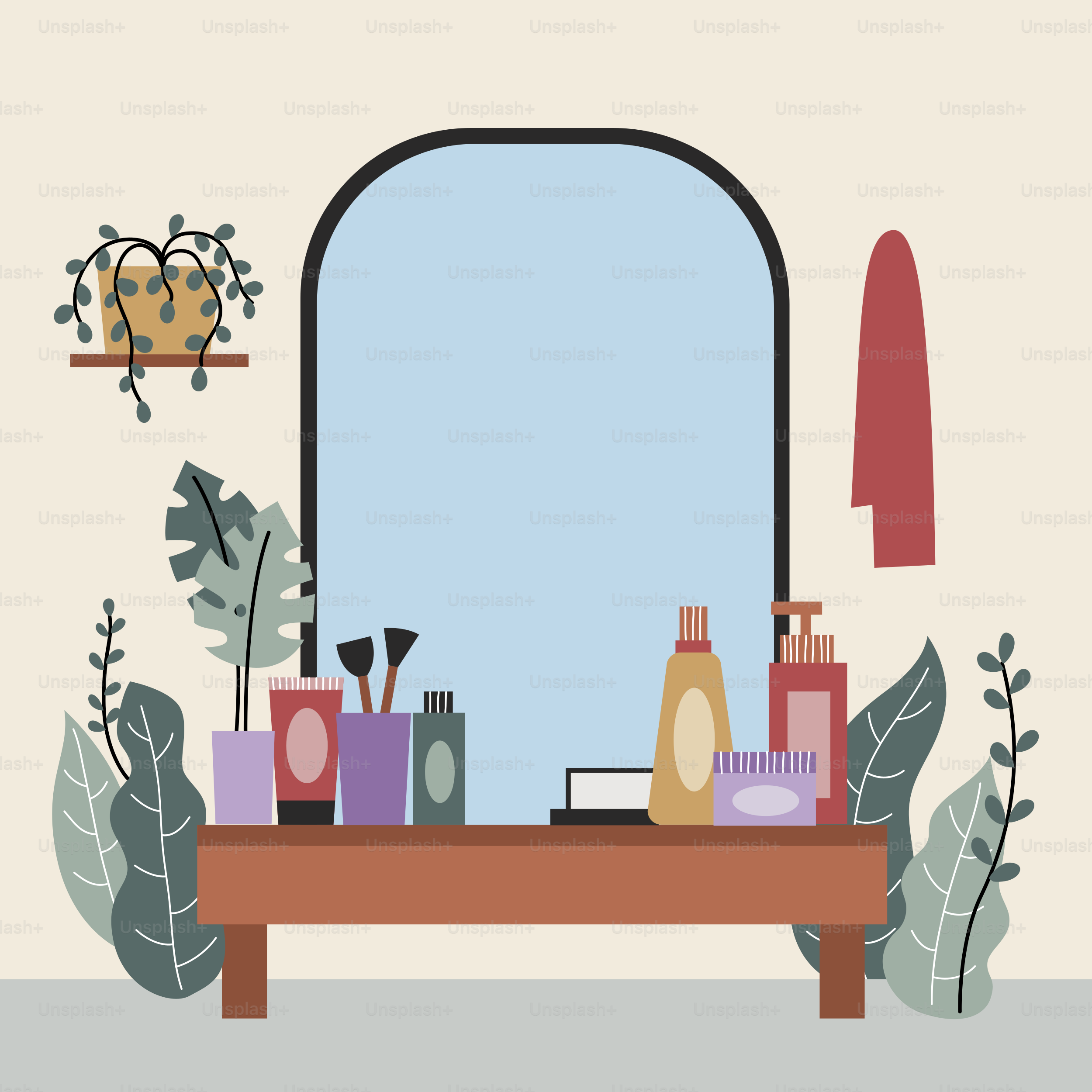 A mirror sitting on top of a wooden table vector – Vector Image on Unsplash