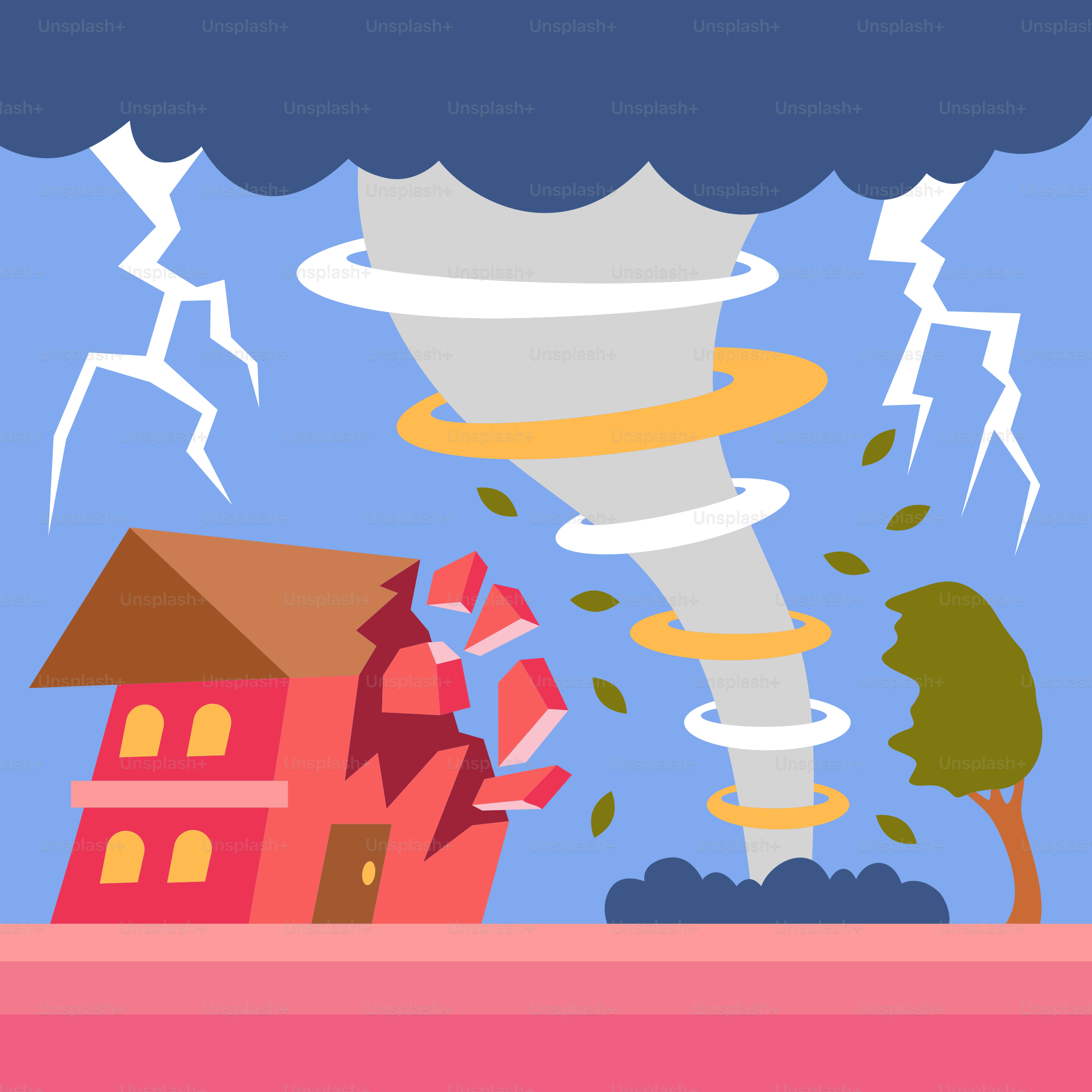 A cartoon of a tornado hitting a house vector – Extreme weather Image ...