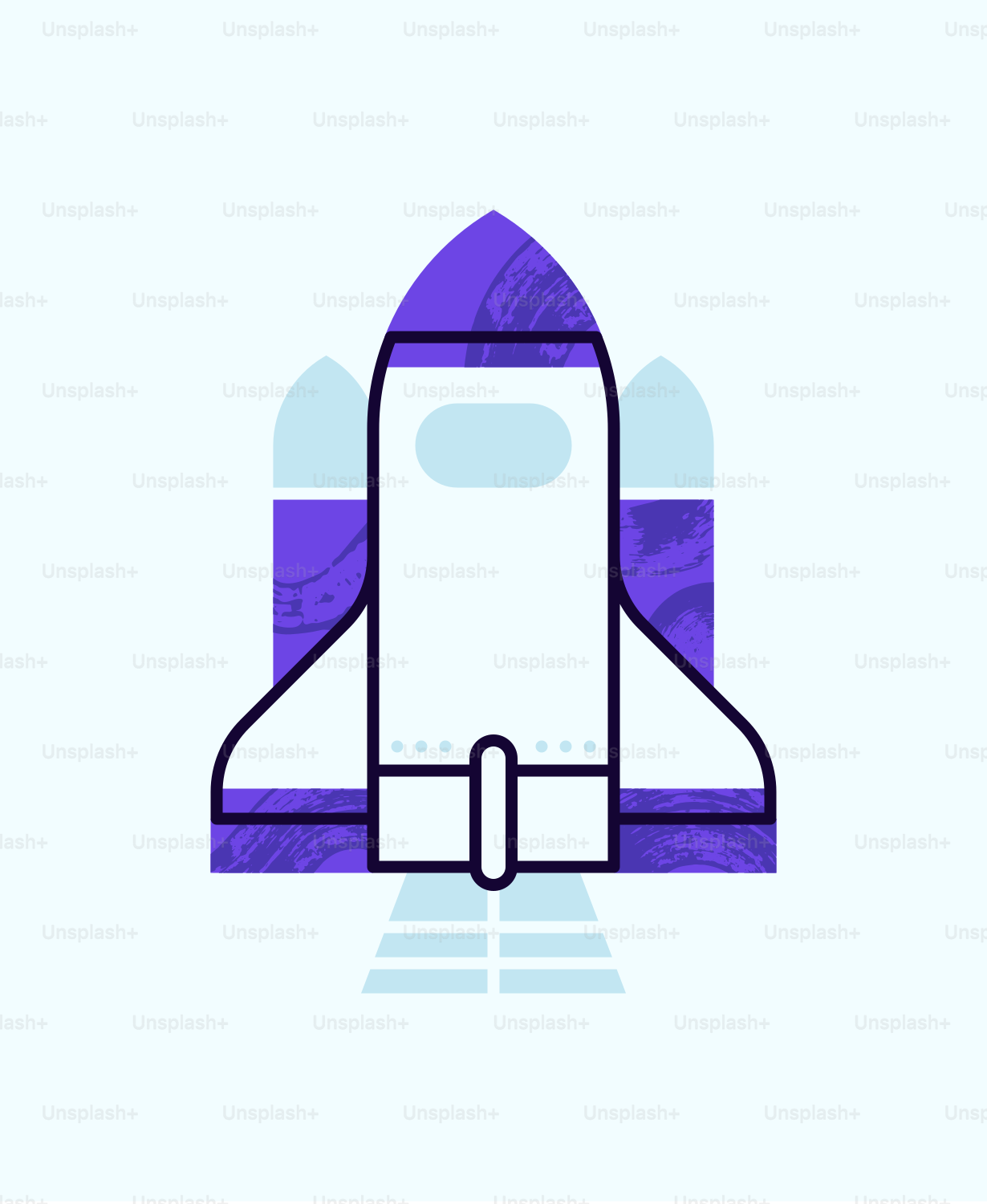 A blue and purple rocket ship on a white background vector – Space ...