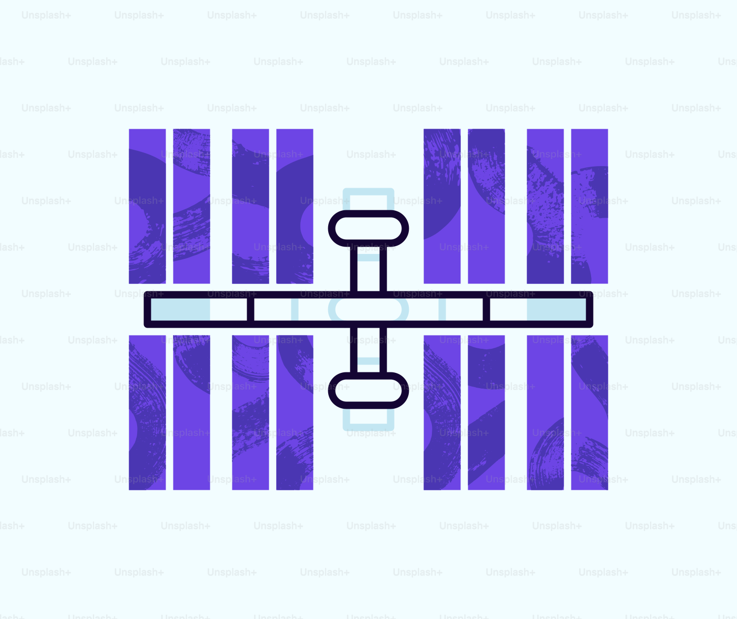A drawing of a barcode with a circular object in the middle of it ...