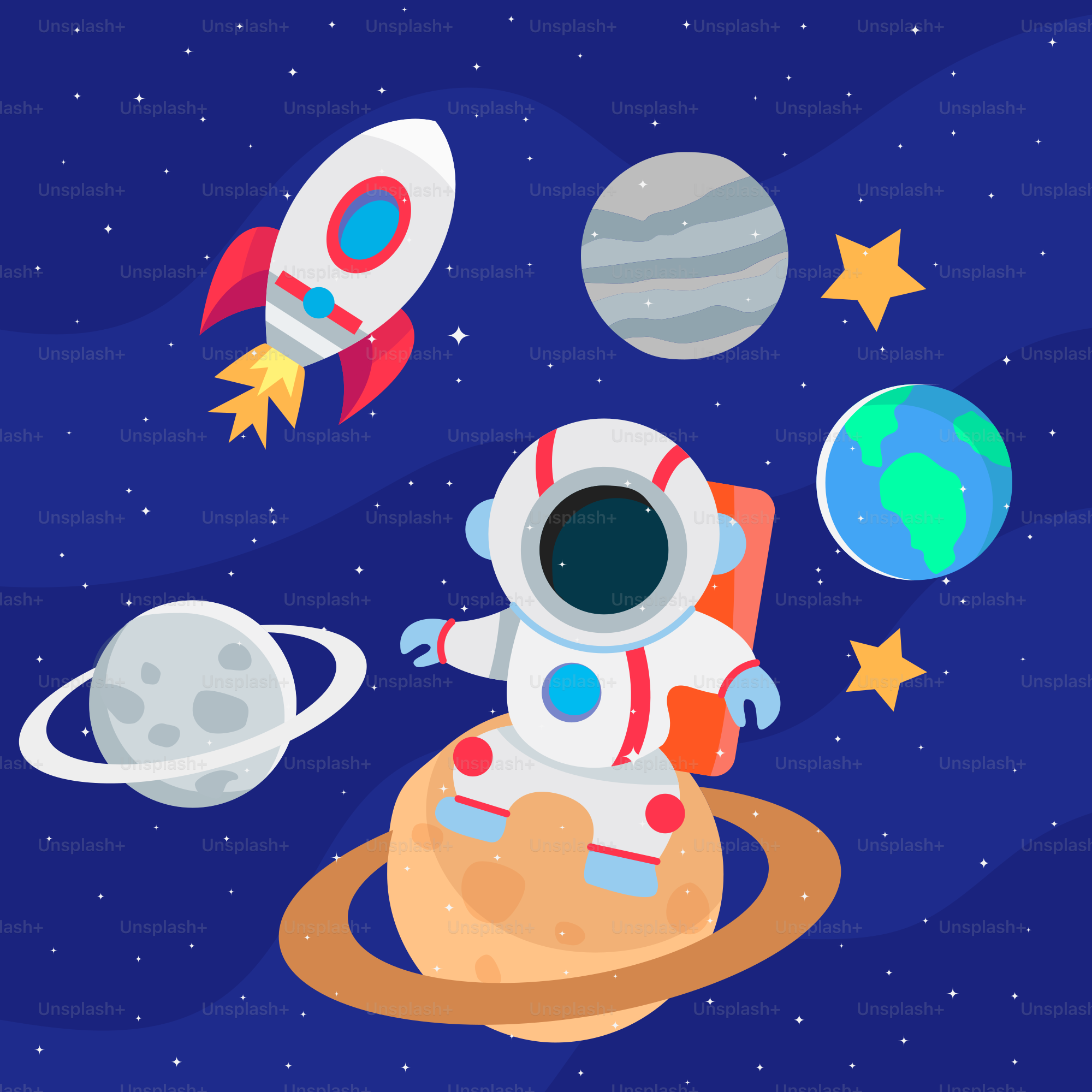 A cartoon of an astronaut floating in space vector – Space exploration ...