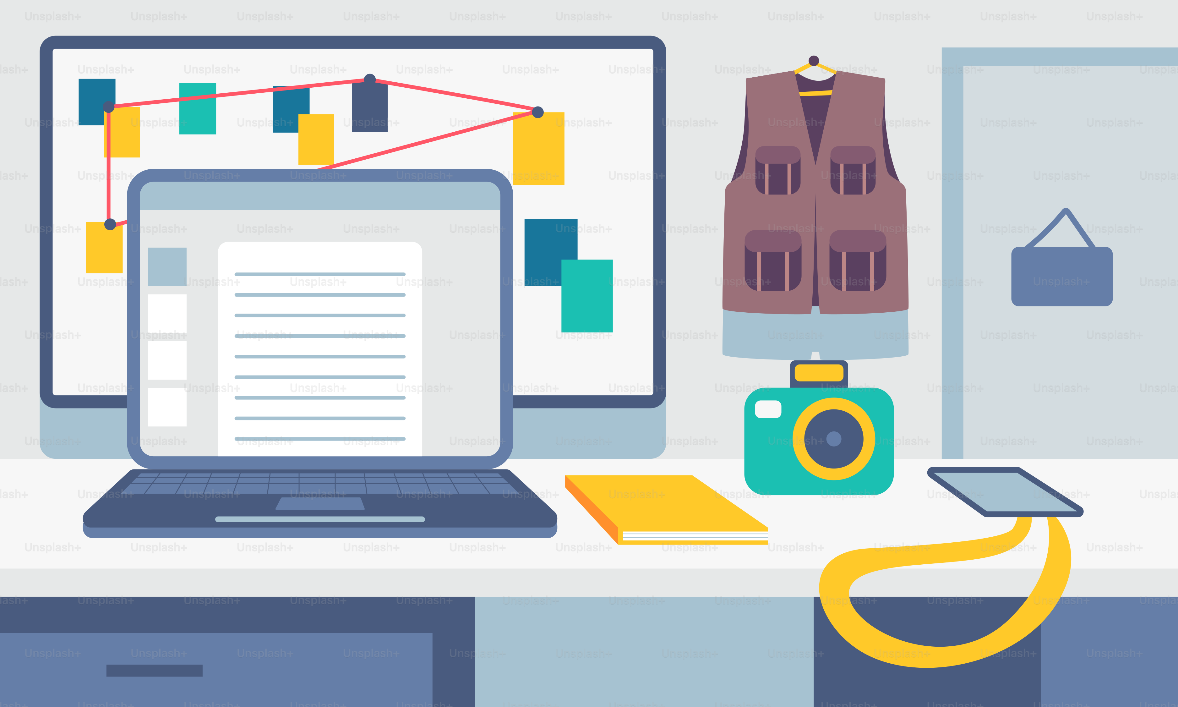 A flat screen TV sitting on top of a table vector – Illustration Image ...