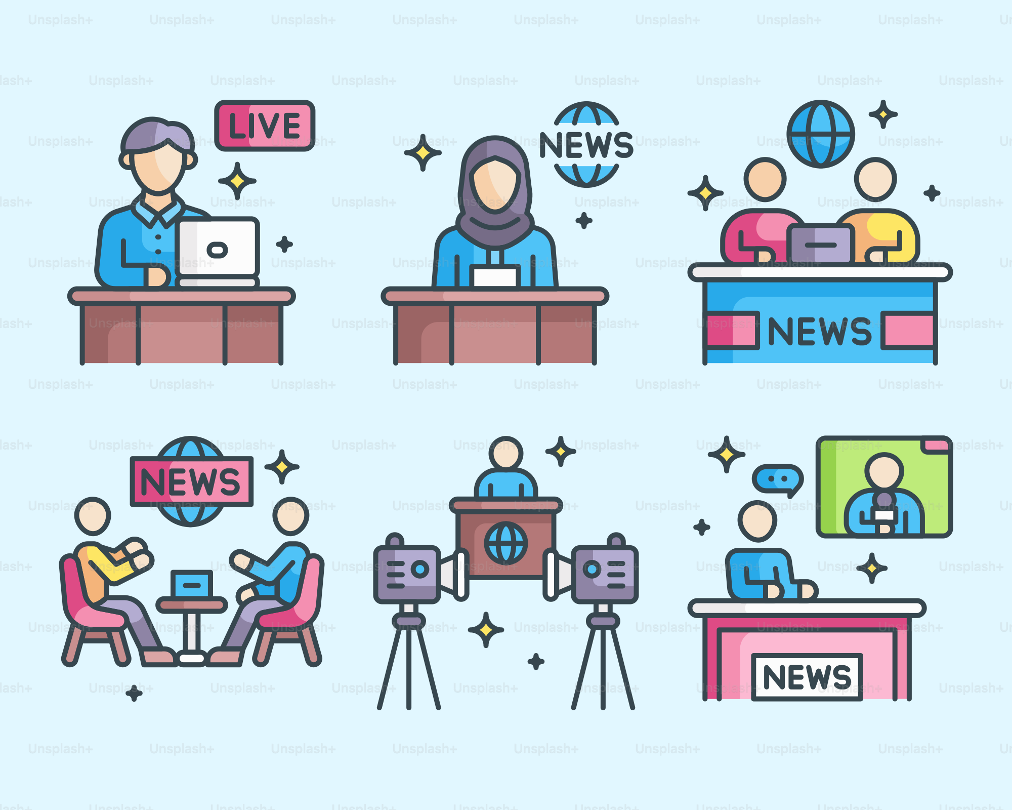 A bunch of people sitting at desks with laptops vector – Newsroom Image on Unsplash