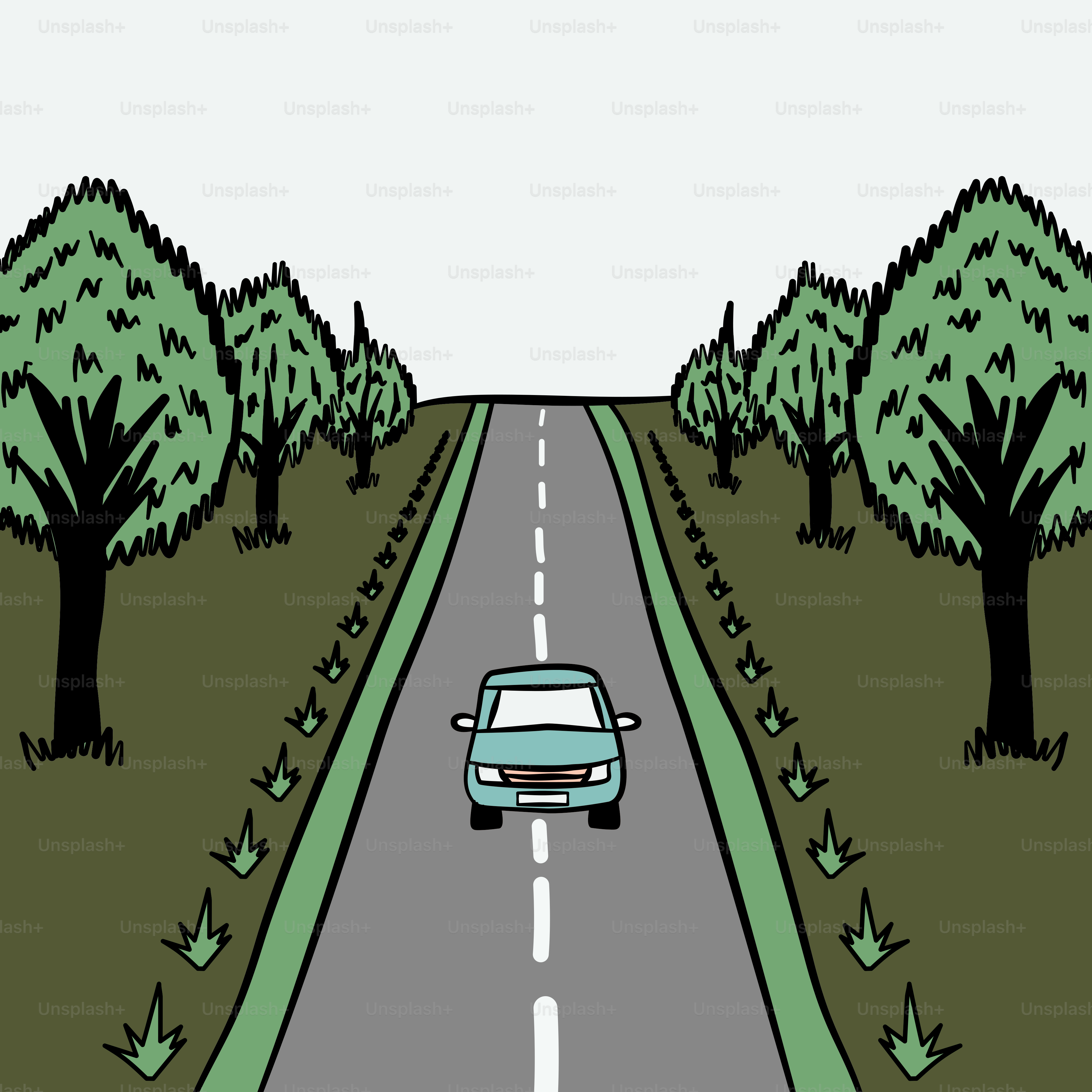 A drawing of a car driving down a road vector – Road trip Image on Unsplash