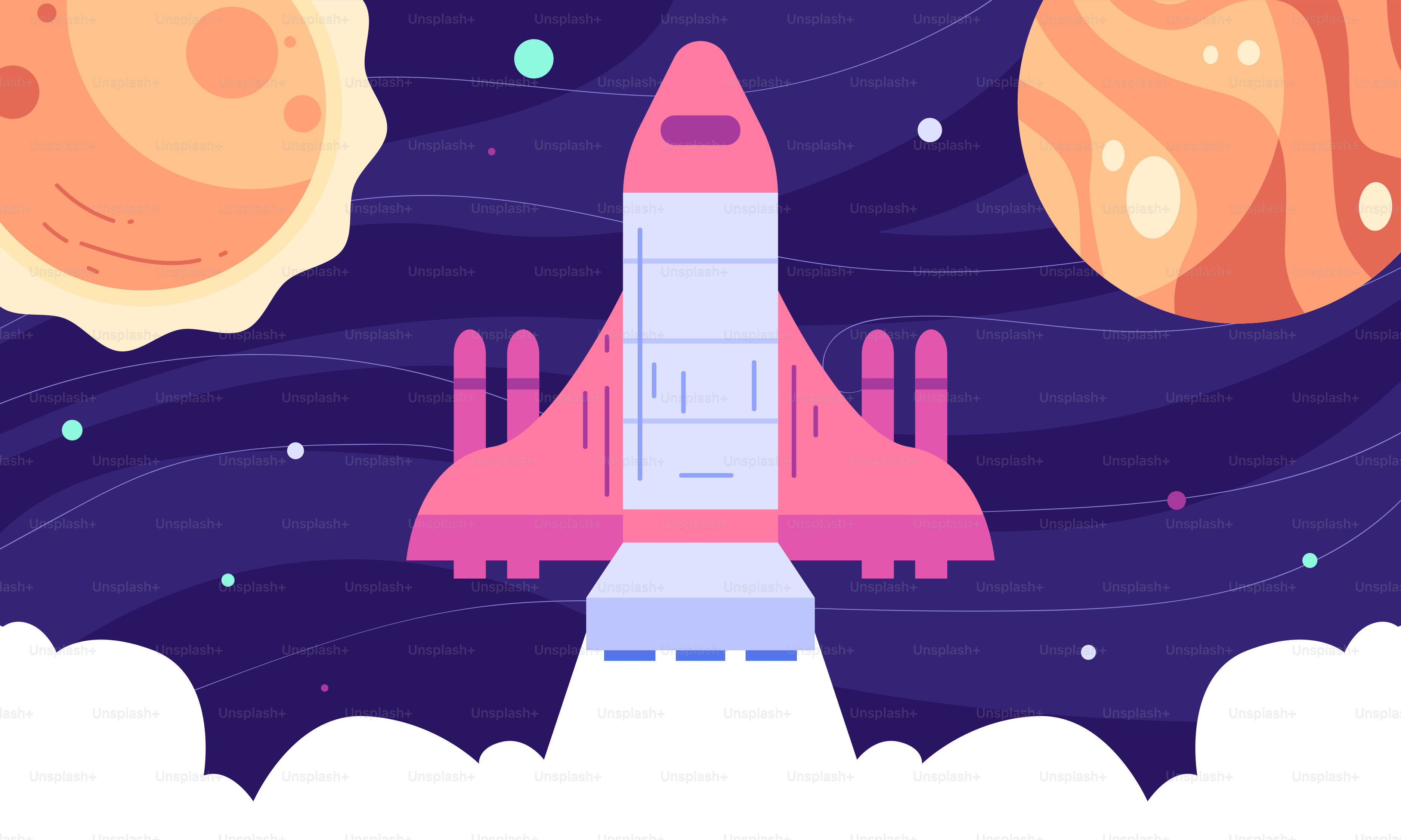 A cartoon of a space shuttle flying through the sky vector – Wallpaper ...