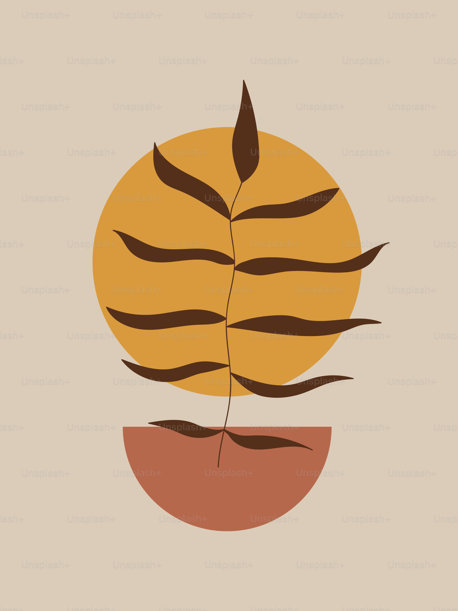 Un jarrón con una planta dentro delante de una ventana vector – Imagen ...