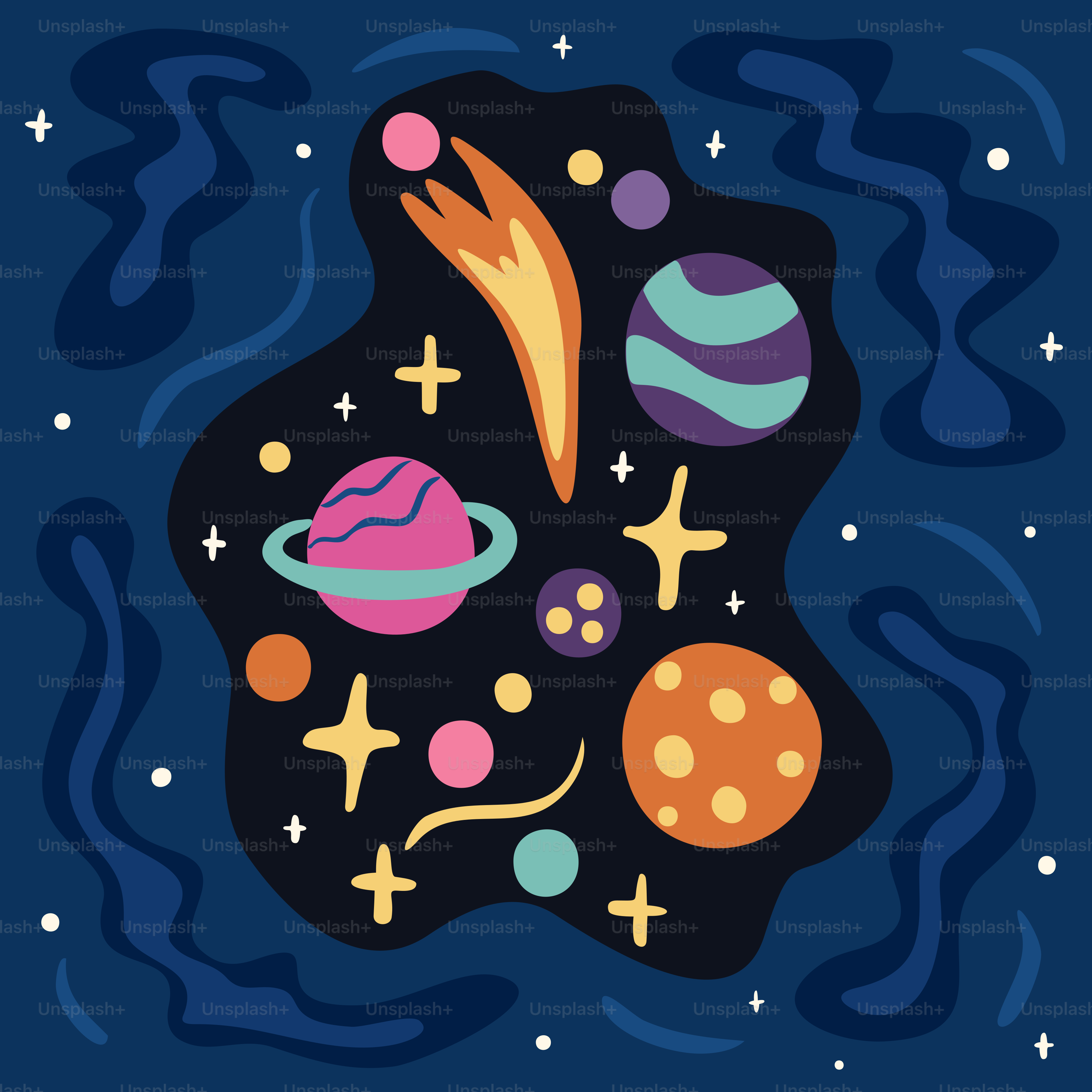 Vektor Gambar pemandangan luar angkasa dengan bintang dan planet ...