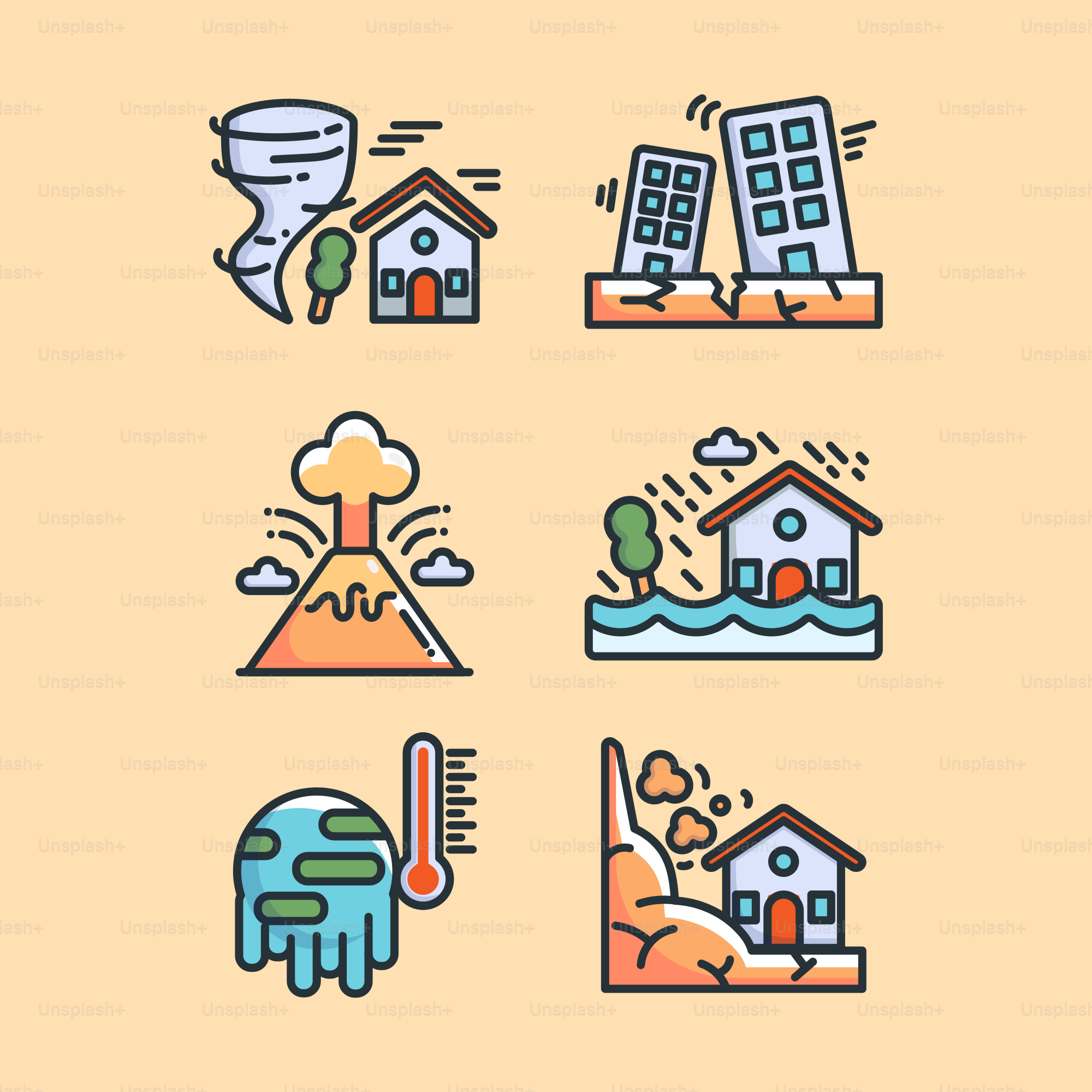 A series of icons depicting different types of buildings vector – Icons ...