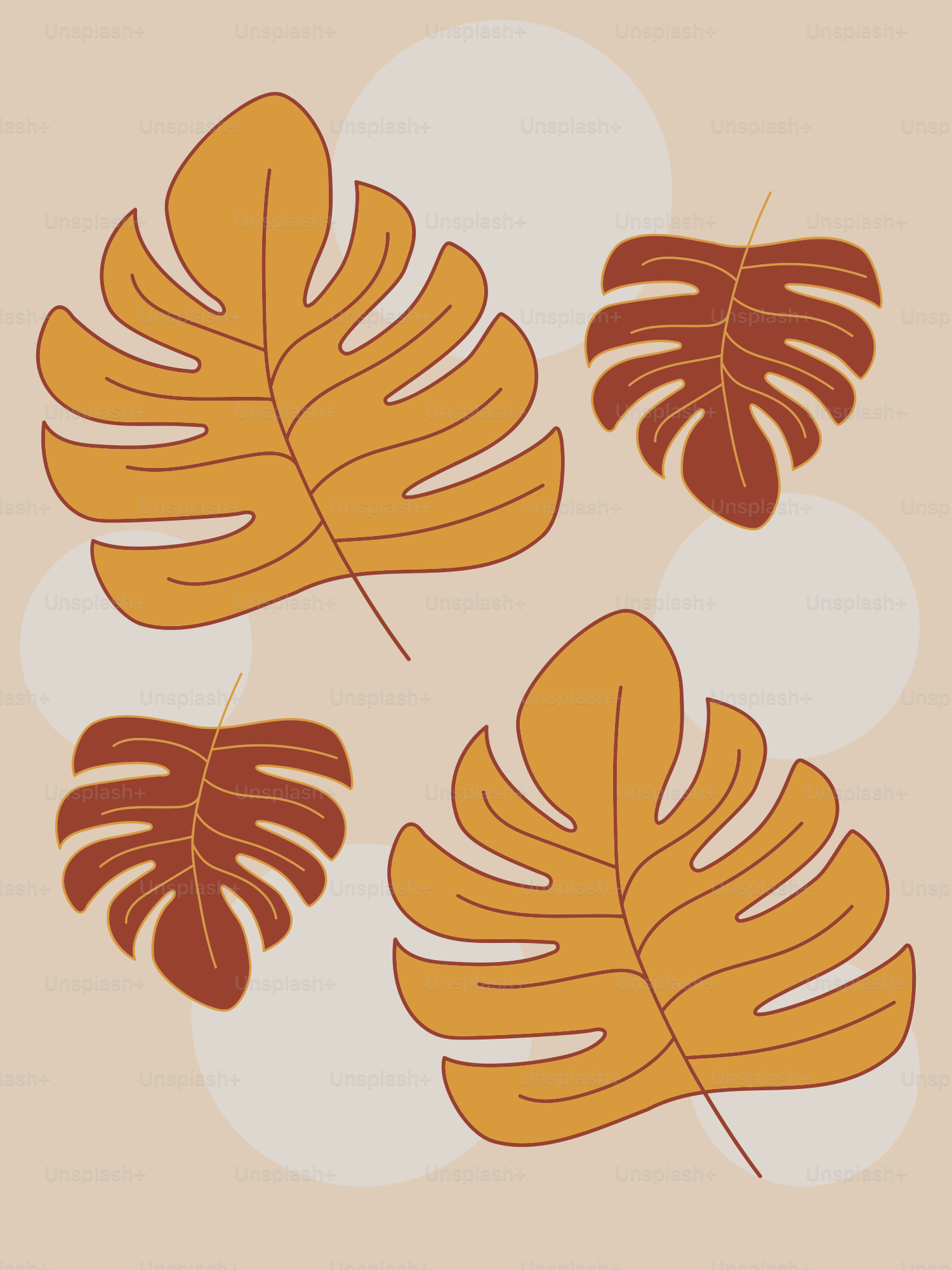 Vektor Empat jenis daun berbeda dengan latar belakang krem – Gambar ...