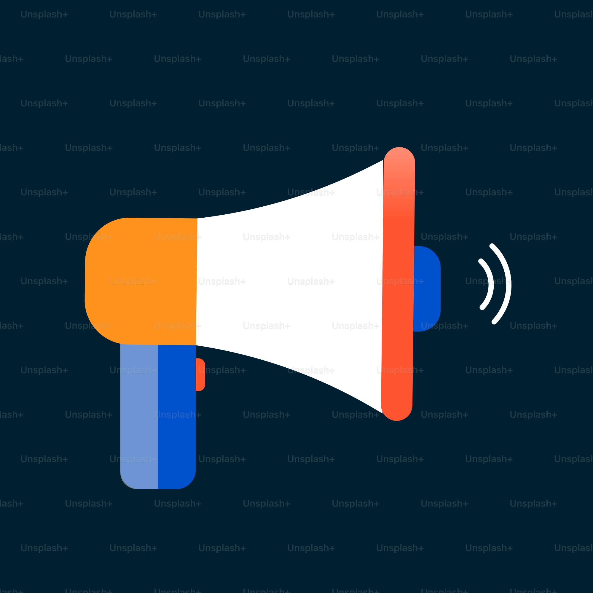 A red, white, and blue megaphone with a sound coming out of it vector ...