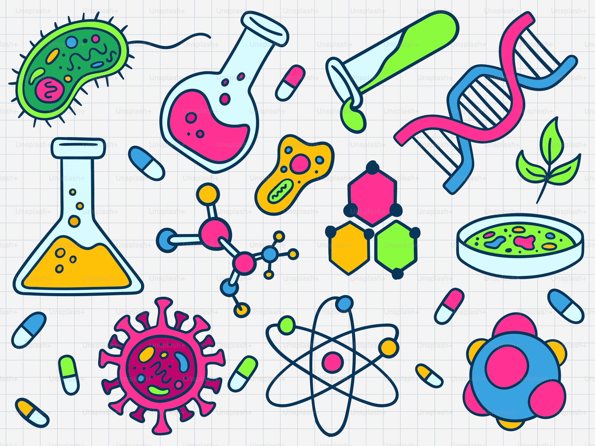 A bunch of science related items on a sheet of paper vector – Vector ...