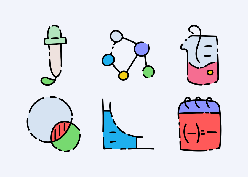 A drawing of different types of objects on a white background vector ...