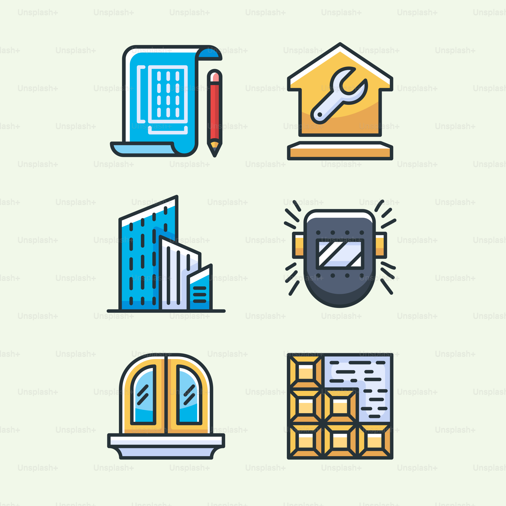 A set of different colored icons on a white background vector – Vector ...